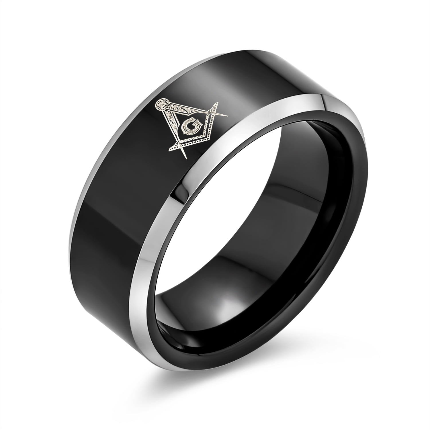 Bling Jewelry Mens Square & Compass Freemason Tungsten Wedding Band ...
