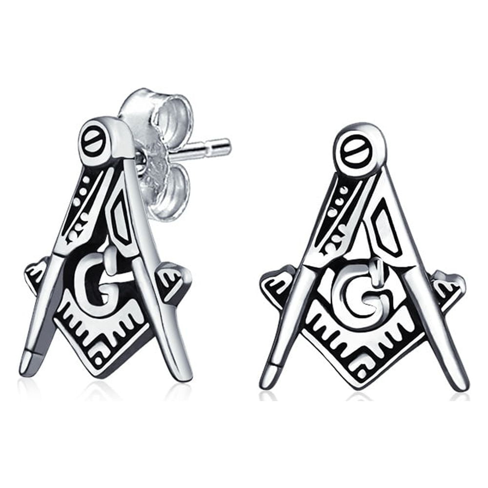 Bling Jewelry Mens Tiny Square & Compass Masonic Freemason Stud ...