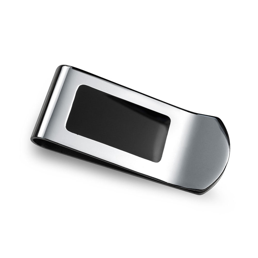 Bling Jewelry Mens Two Tone Black Enamel Money Clip Card Holder for Men ...