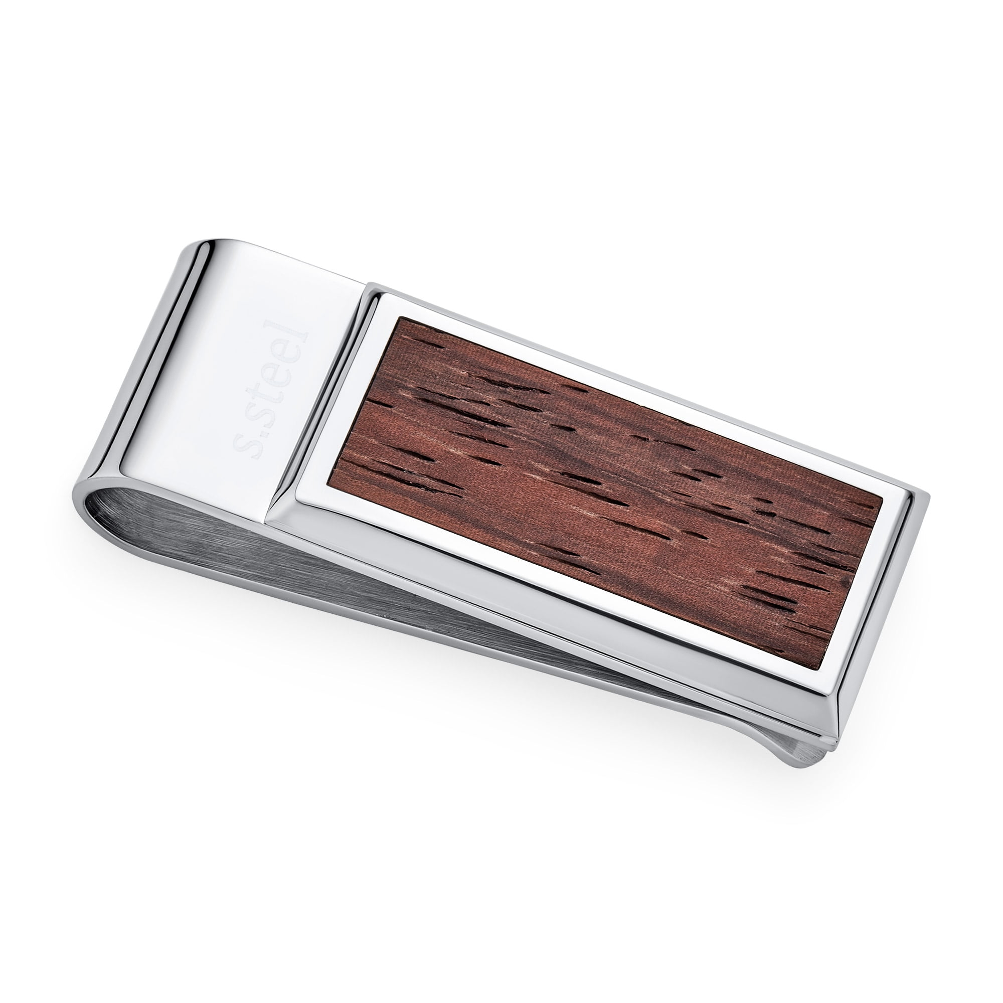 Bling Jewelry Stainless Steel & Wooden Koa Inlay Money Clip, Credit ...