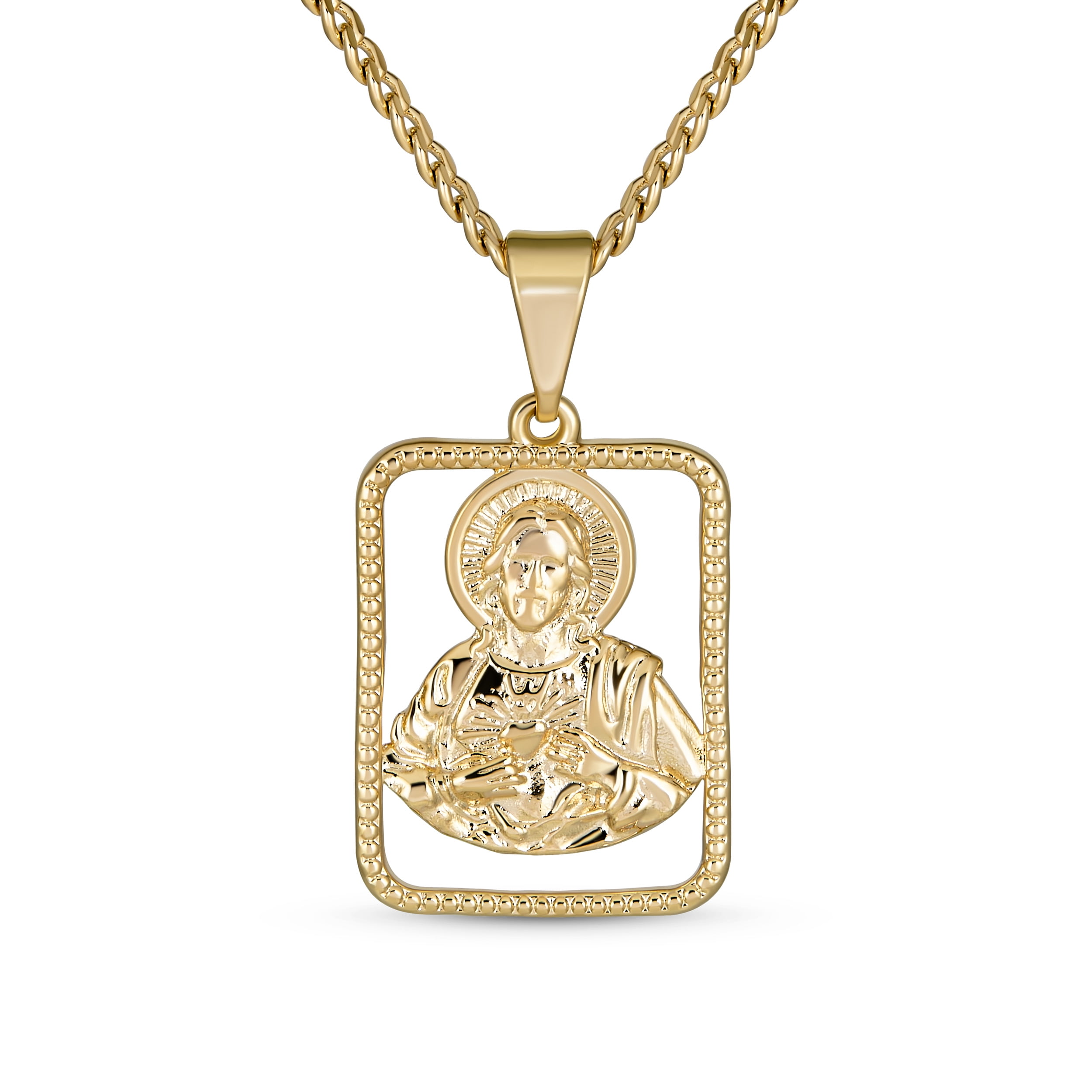 Bling Jewelry Mens Religious Metal Jesus Christ Head Medallion Necklace ...