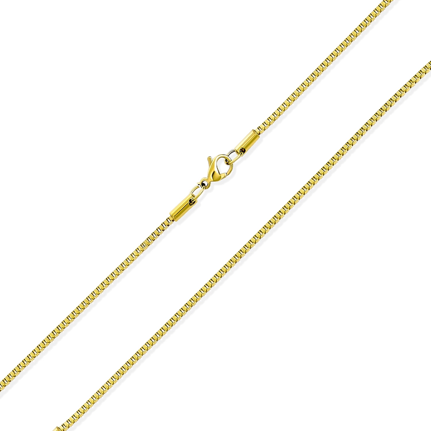 Bling Jewelry Mens Unisex Venetian Box Link Chain Necklace Gold Plated ...