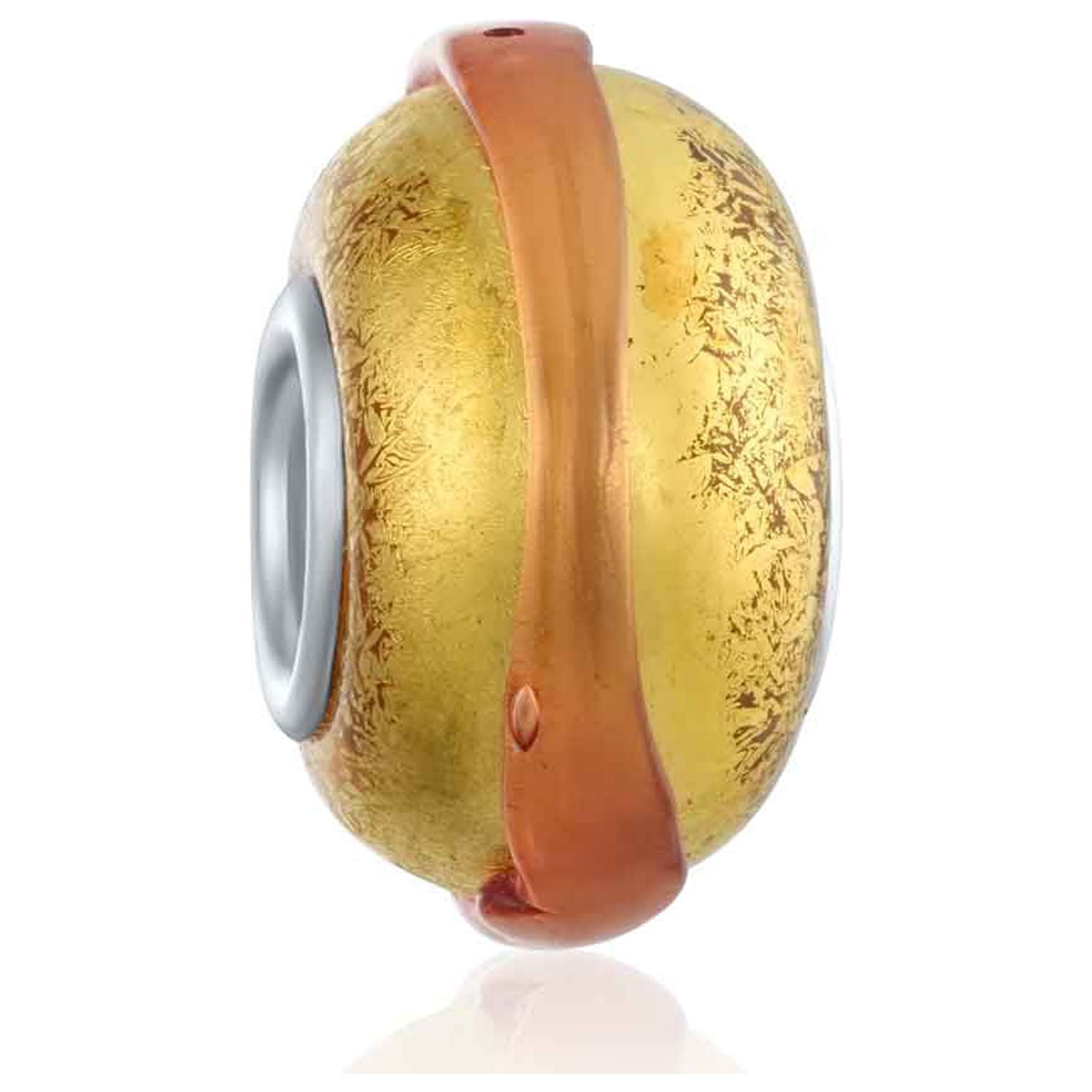 Bling Jewelry Womens Murano Glass Sterling Silver Core Orange Gold ...