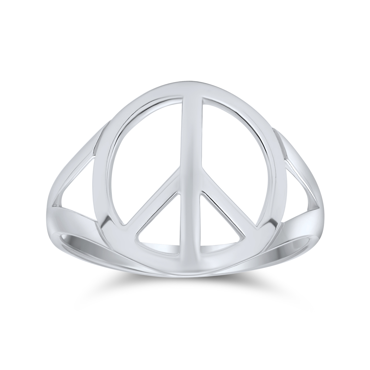 SS Polished Black Enameled Peace Sign Ring - Walmart.com