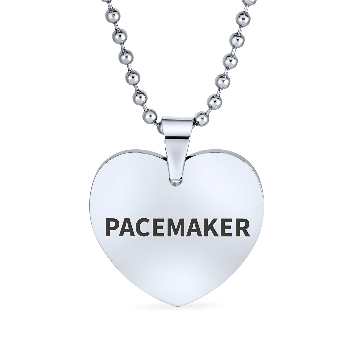 Bling Jewelry Womens Medical ID Dog Heart Shape Tag Pendant Necklace in ...