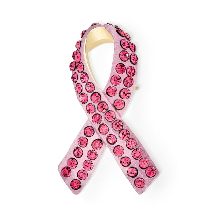 Bling Jewelry Womens Cancer Awareness Brooche Pin Silver Blue Pink Crystal Enamel Support Symbol Jewelry