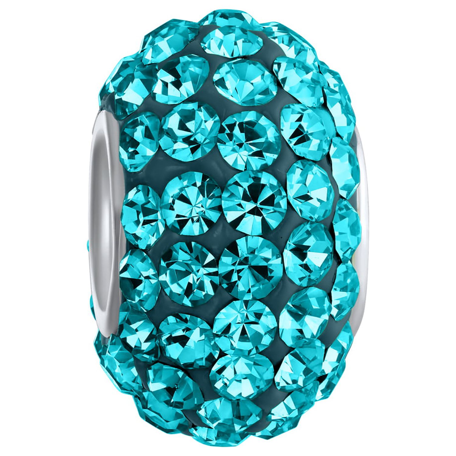 Bling Jewelry Solid Teal Blue Crystal Bead Charm Spacer Barrel ...