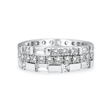 PalmBeach Jewelry Cubic Zirconia 5-Piece Stackable Eternity Band Set 1. ...