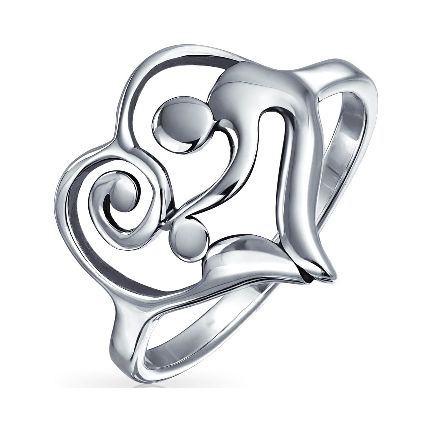 Bling Jewelry Womens Swirling Heart Mother Loving Child Family Ring ...