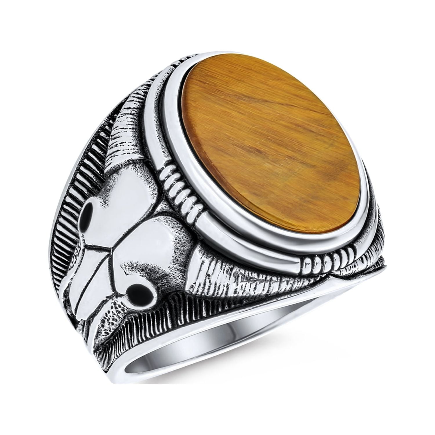 Bling Jewelry Men's Signet Ring Tiger Eye & Onyx Gemstones Texas ...