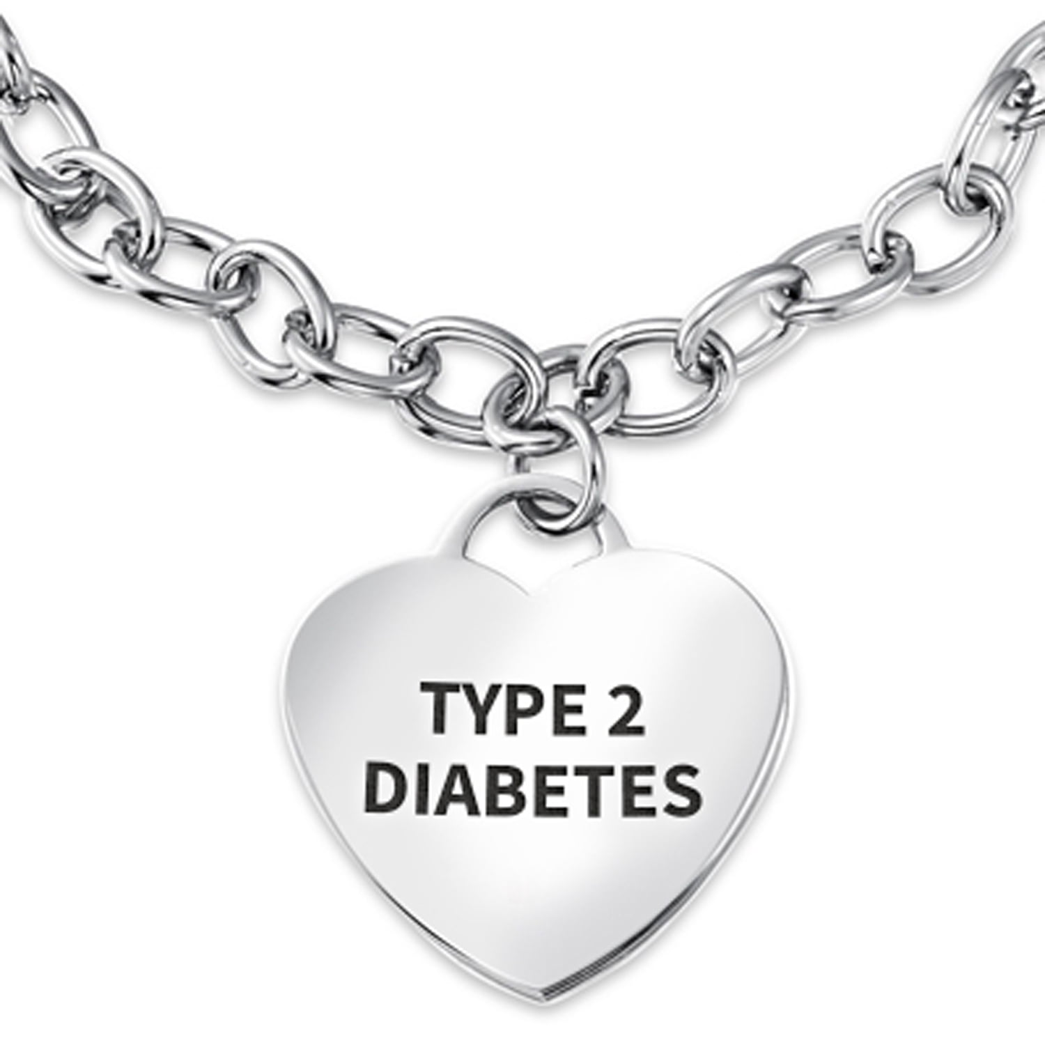 Bling Jewelry Womens Link Chain Red Medical ID Bracelet with Heart Tag ...