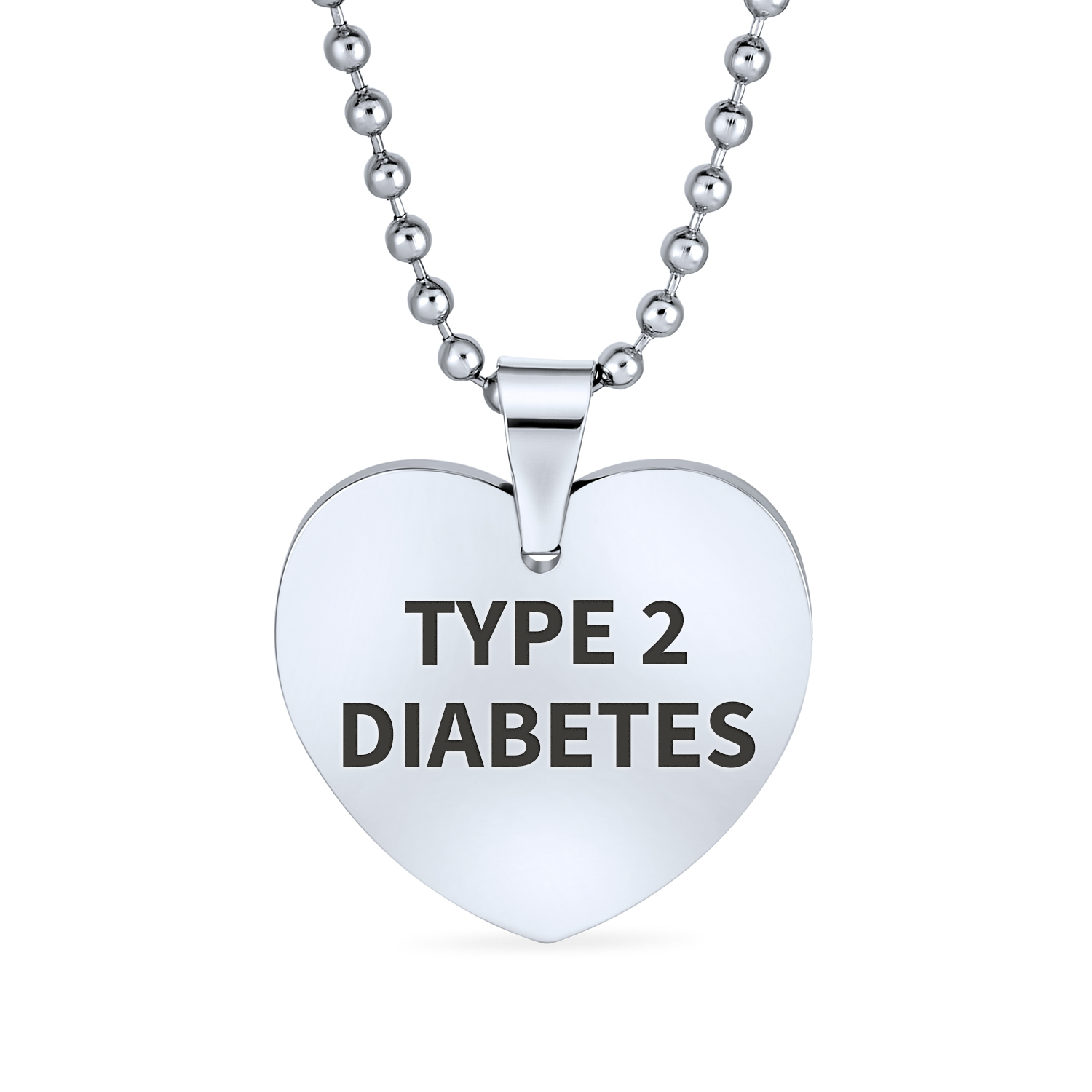 Bling Jewelry Medical ID, Type 2 Diabetic Emergency Heart Dog Tag ...