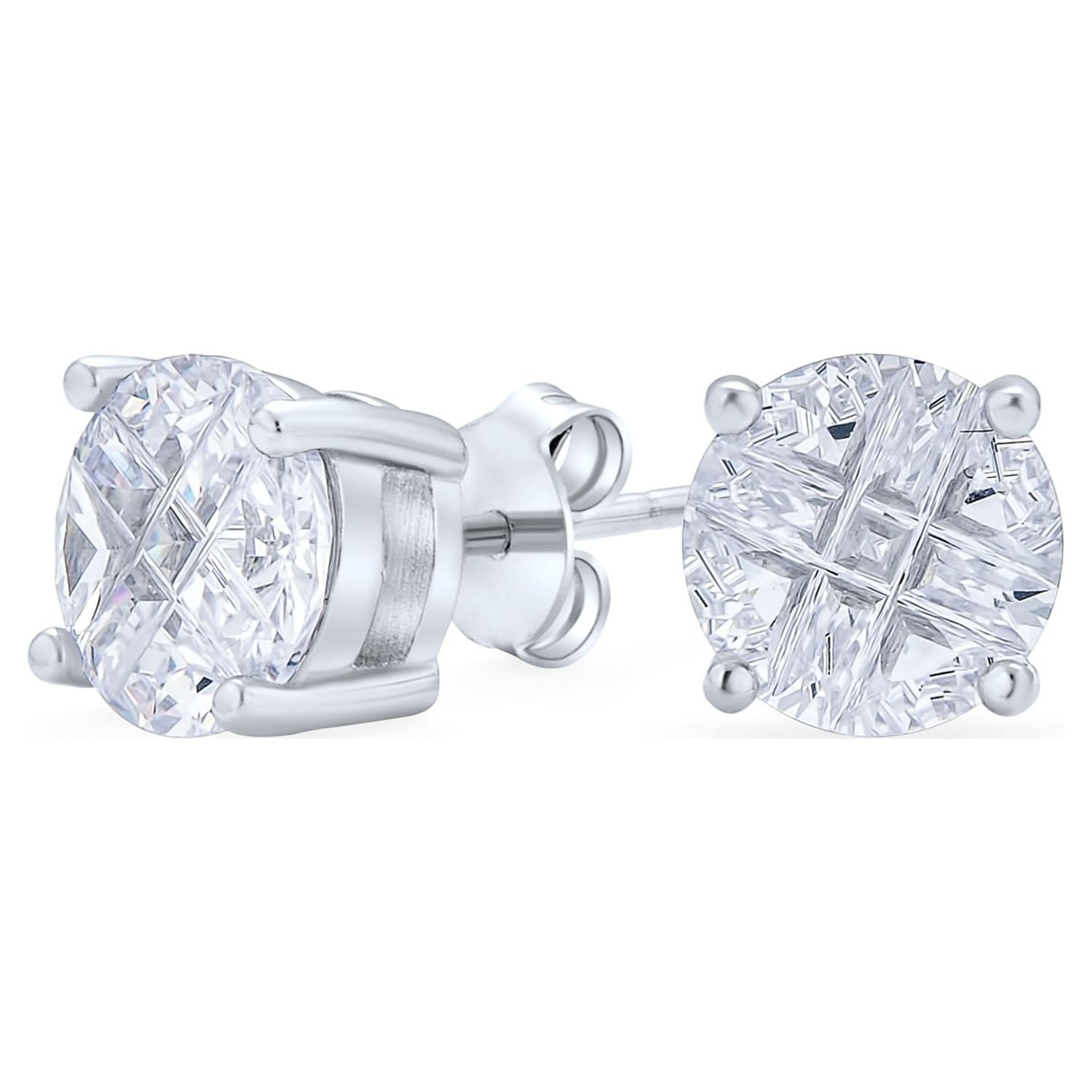 Bling Jewelry Men's 1CT Round Solitaire CZ Invisible Cut Stud Earrings ...