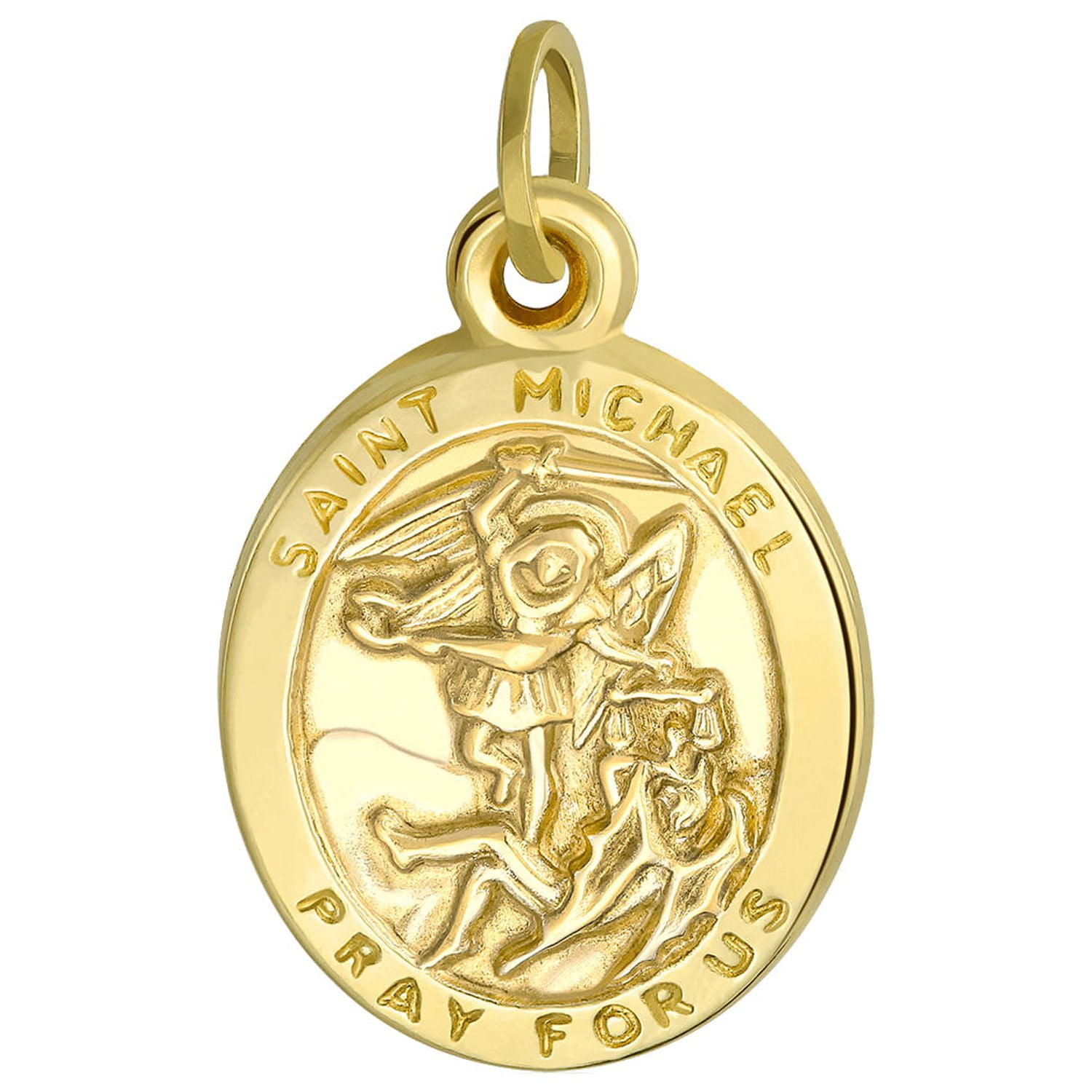 Bling Jewelry Unisex Yellow 14K Gold Saint Michael Archangel Pendant ...