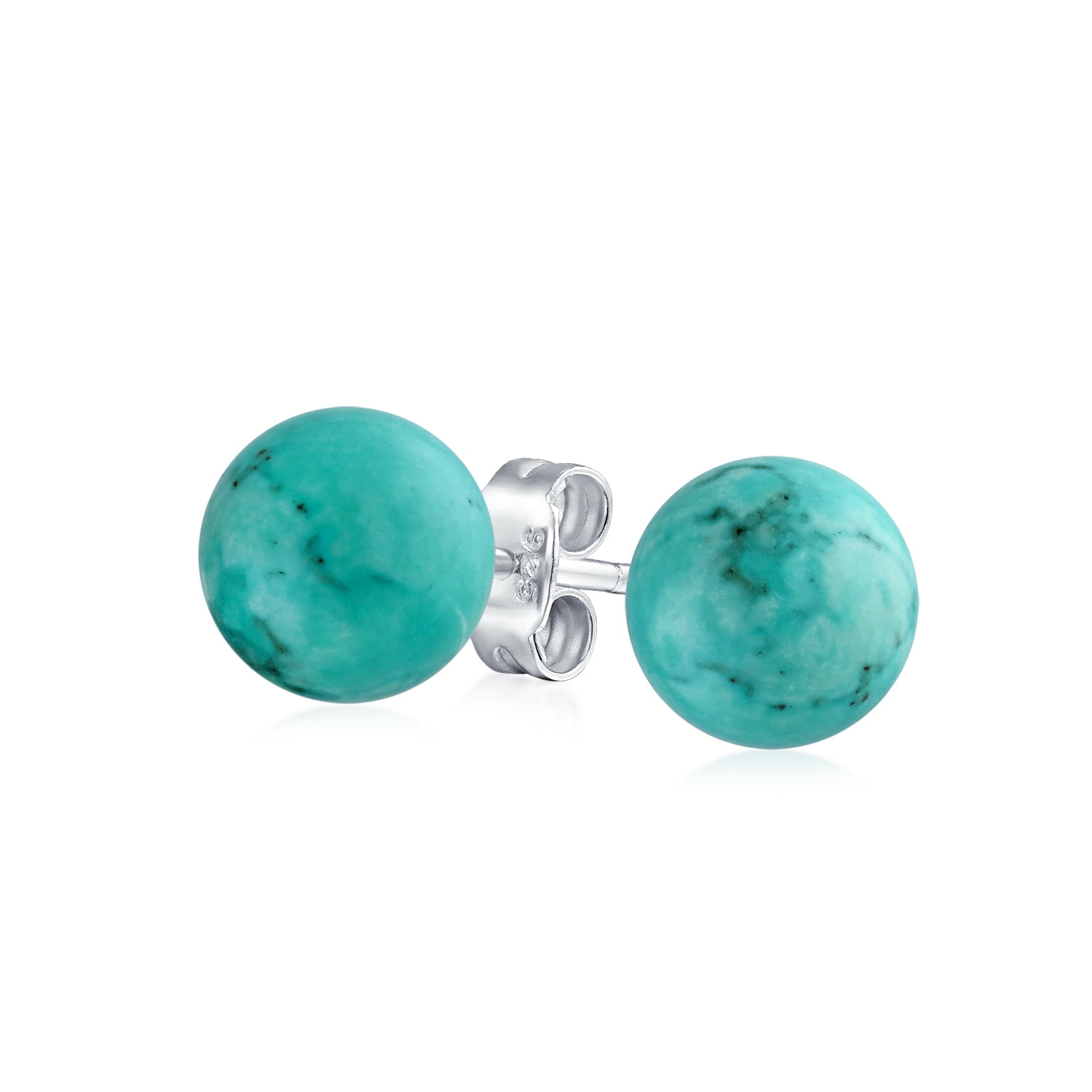 Bling Jewelry Womens Classic 8MM Natural Stone Round Bead Ball Stud ...