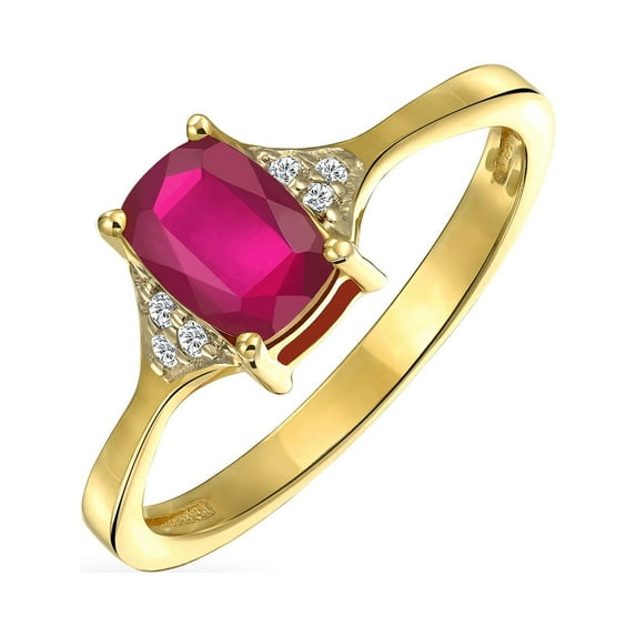 Bling Jewelry Womens 2.34CT Red Ruby CZ Ring Emerald Cut 14K Gold ...