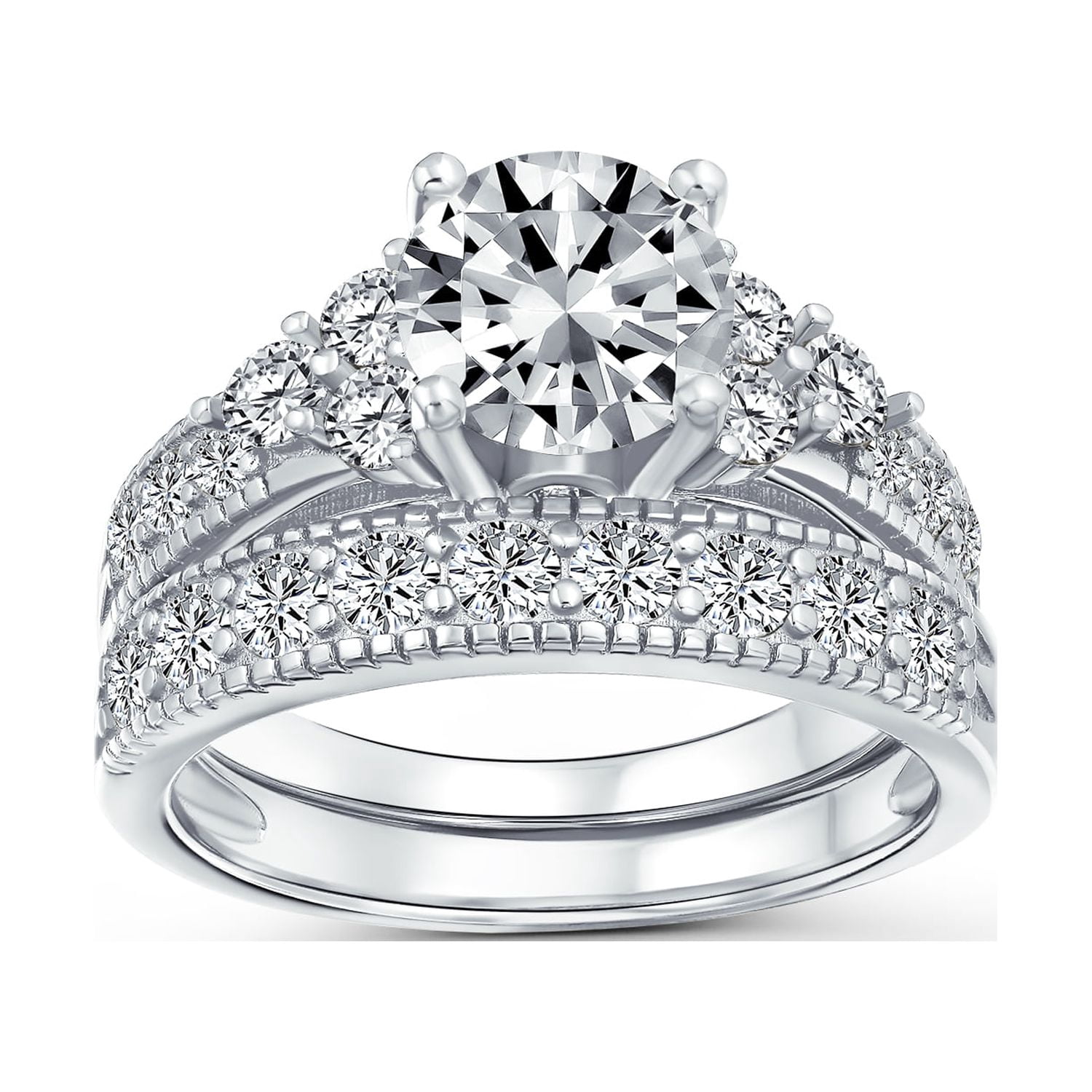 Bling Jewelry Womens 3CT Solitaire Sterling Silver AAA CZ Wedding ...