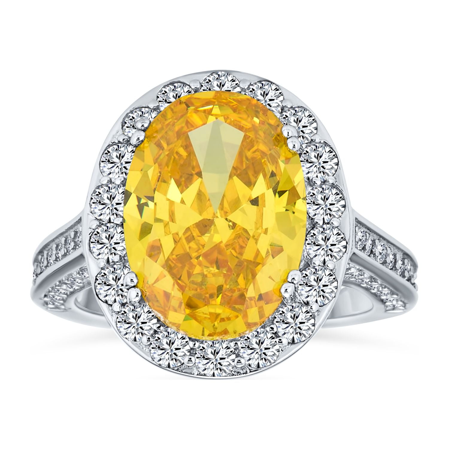 Bling Jewelry Womens 6CT Canary Yellow Oval Halo AAA CZ 925 Silver ...