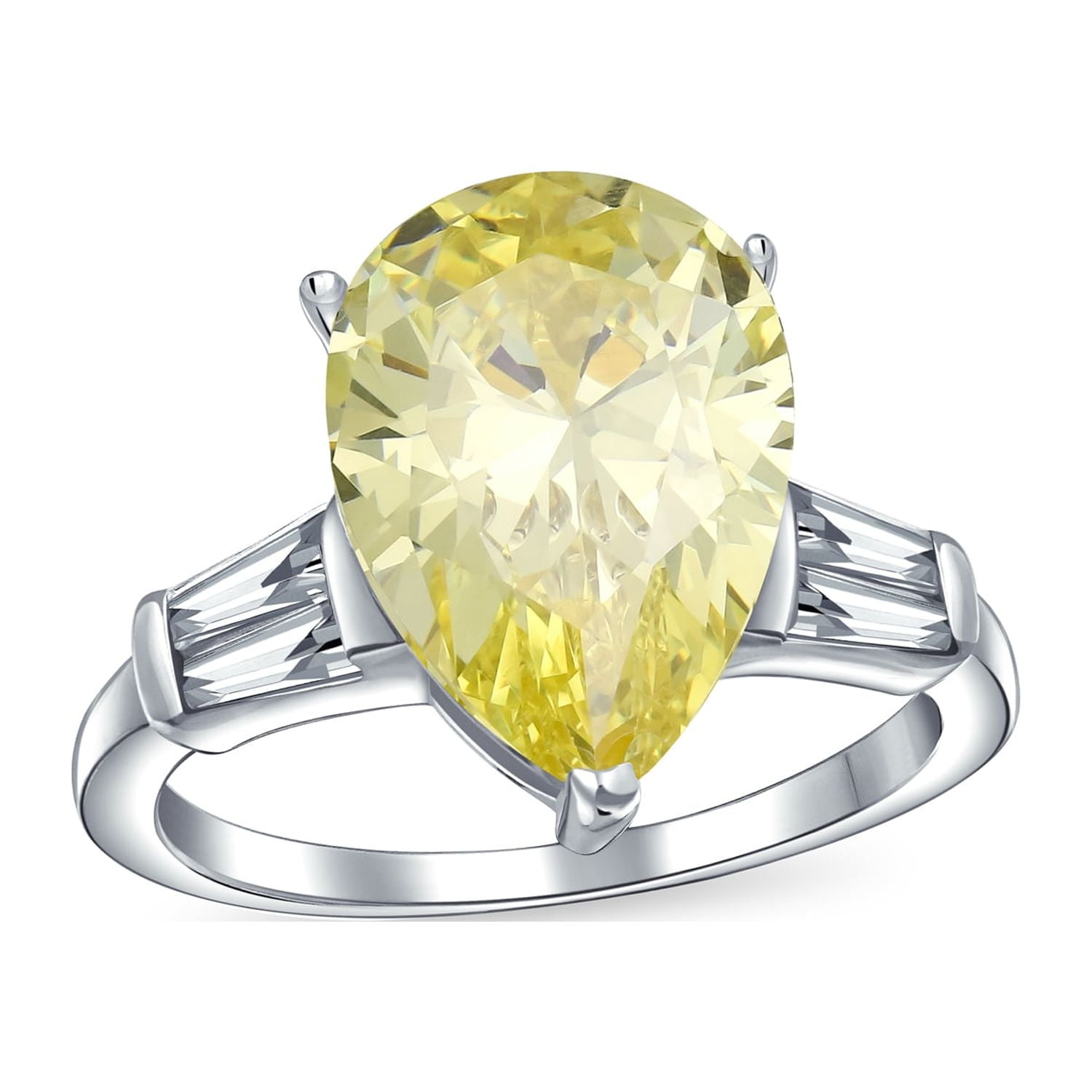 Bling Jewelry Womens 7CT CZ Pear Shape Solitaire Engagement Ring Side ...