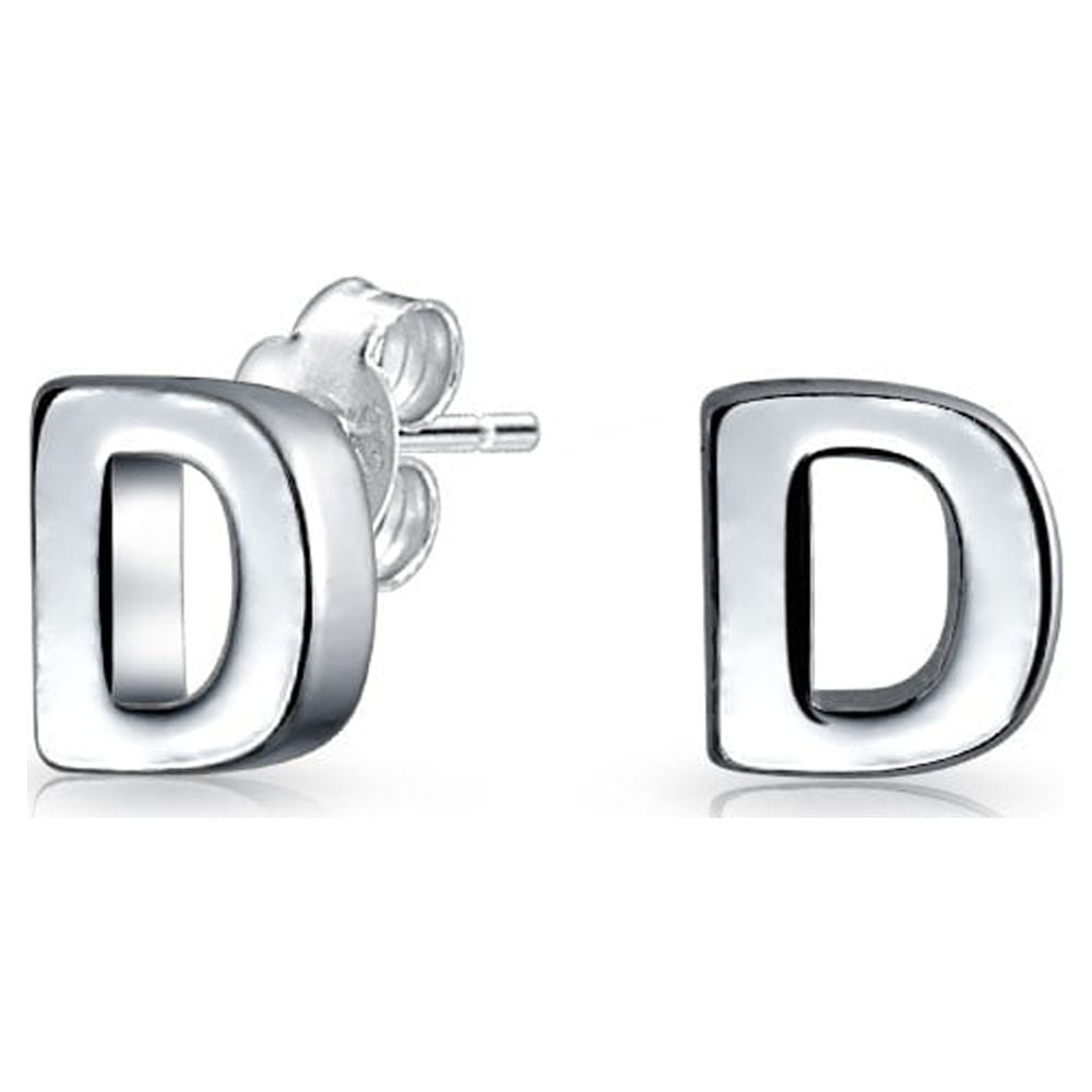 Bling Jewelry Womens ABC Alphabet Initial Stud Earrings in Sterling ...