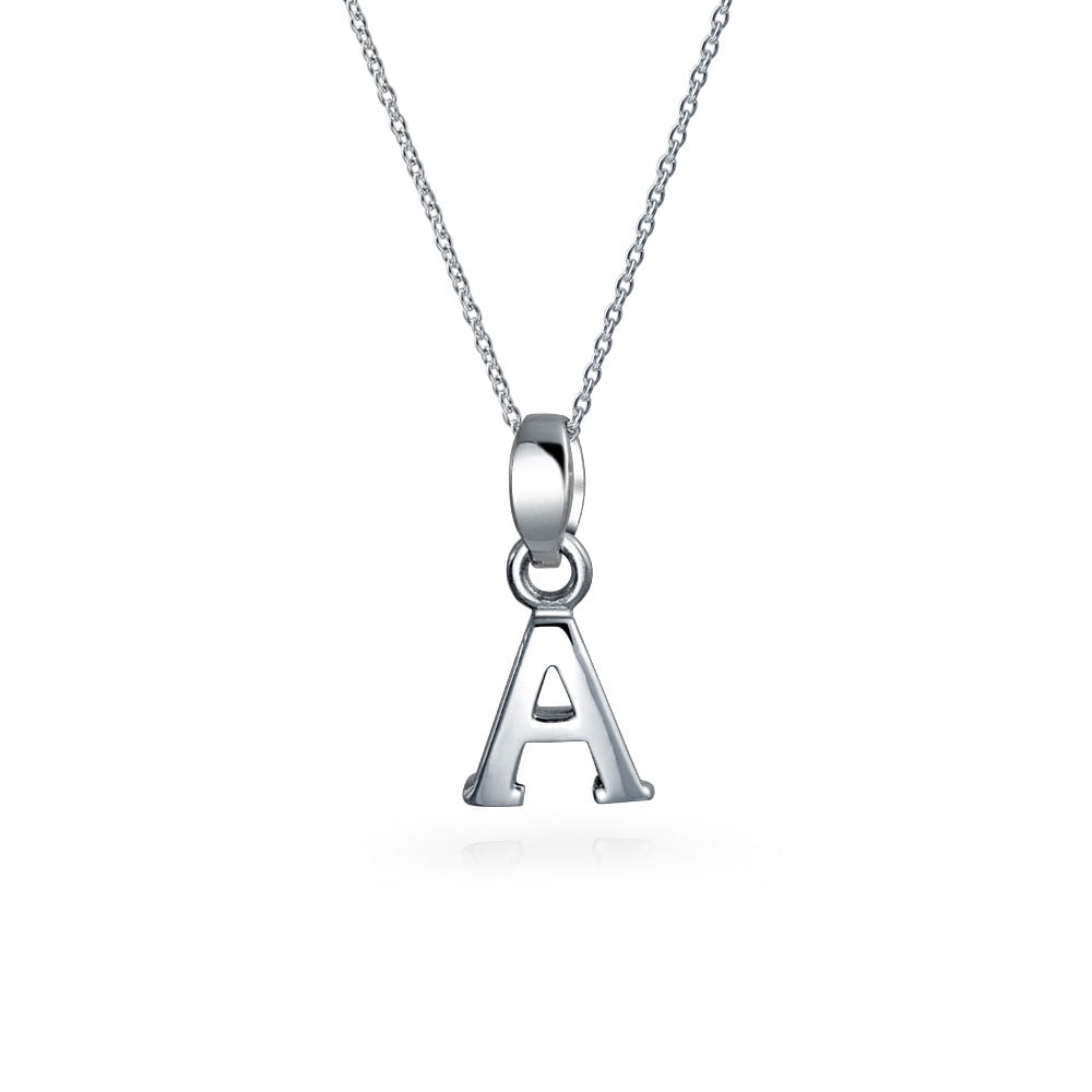 Bling Jewelry Womens ABC Block Letter Initial Pendant Necklace Silver ...