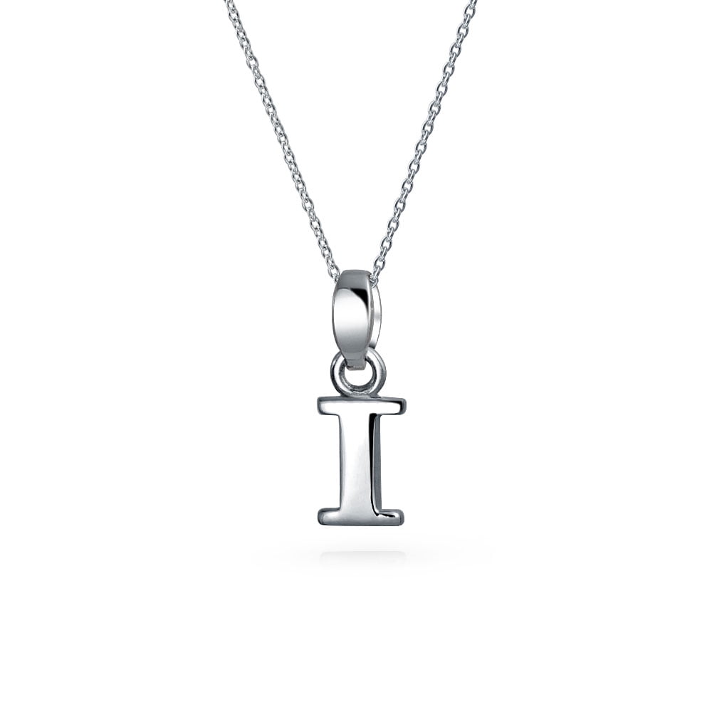 Bling Jewelry Womens ABC Block Letter Initial Pendant Necklace Silver ...