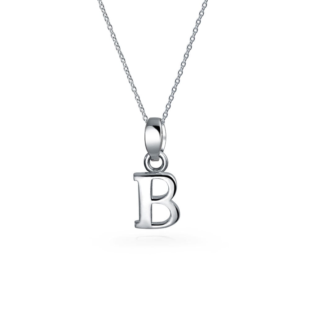 Bling Jewelry Womens ABC Block Letter Initial Pendant Necklace Silver ...