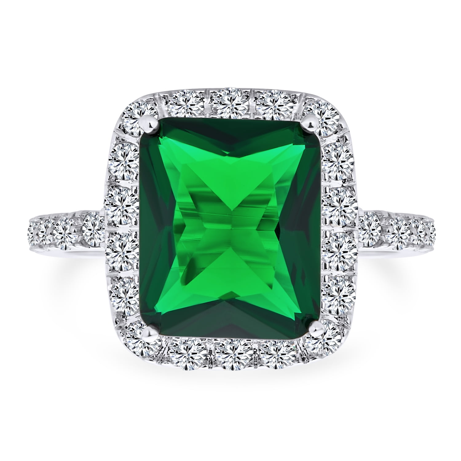 Bling Jewelry Womens Art Deco 10CT Rectangle Solitaire Green CZ Statement Ring - Walmart.com