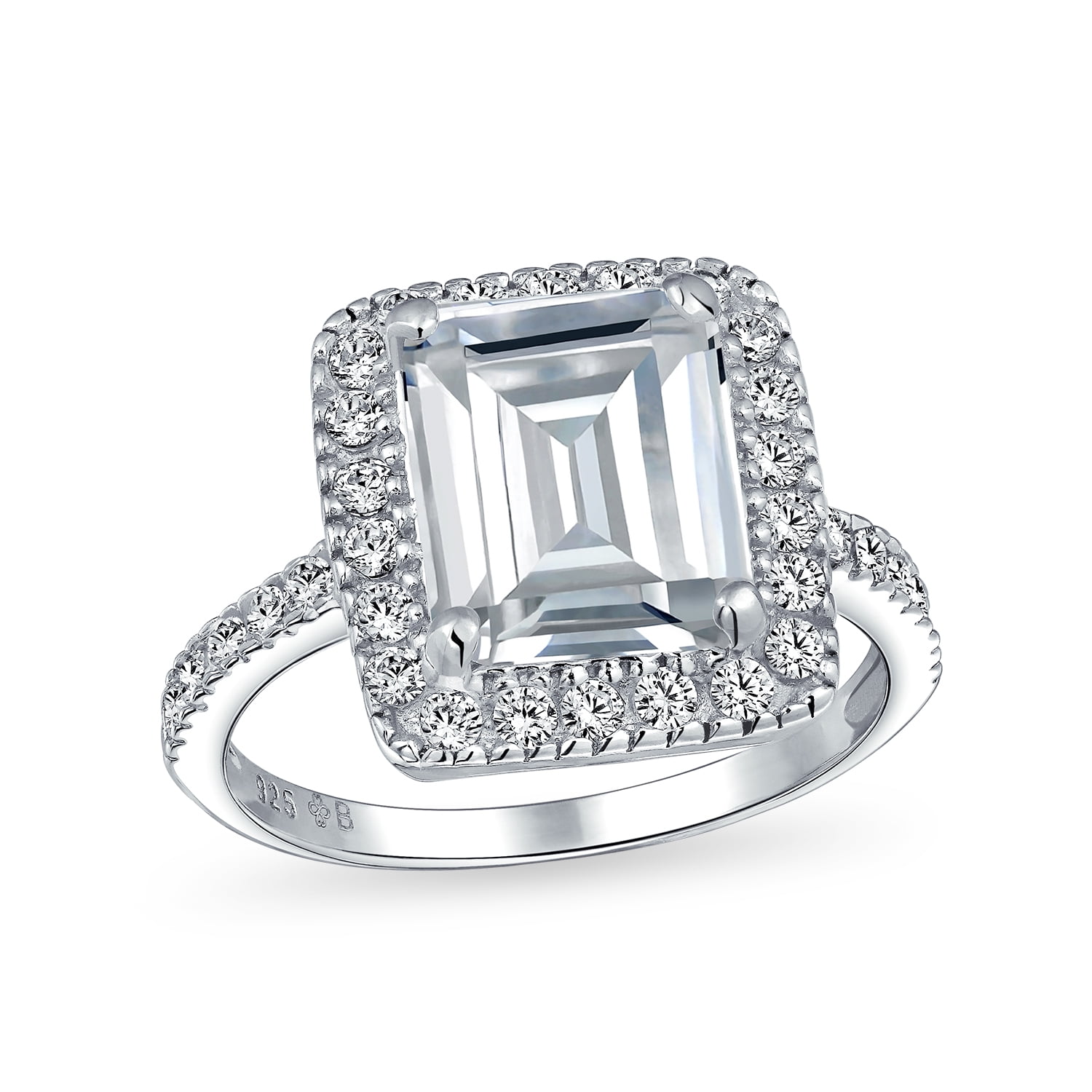 Bling Jewelry Womens Art Deco 5CT Emerald Cut CZ Halo Engagement Ring ...