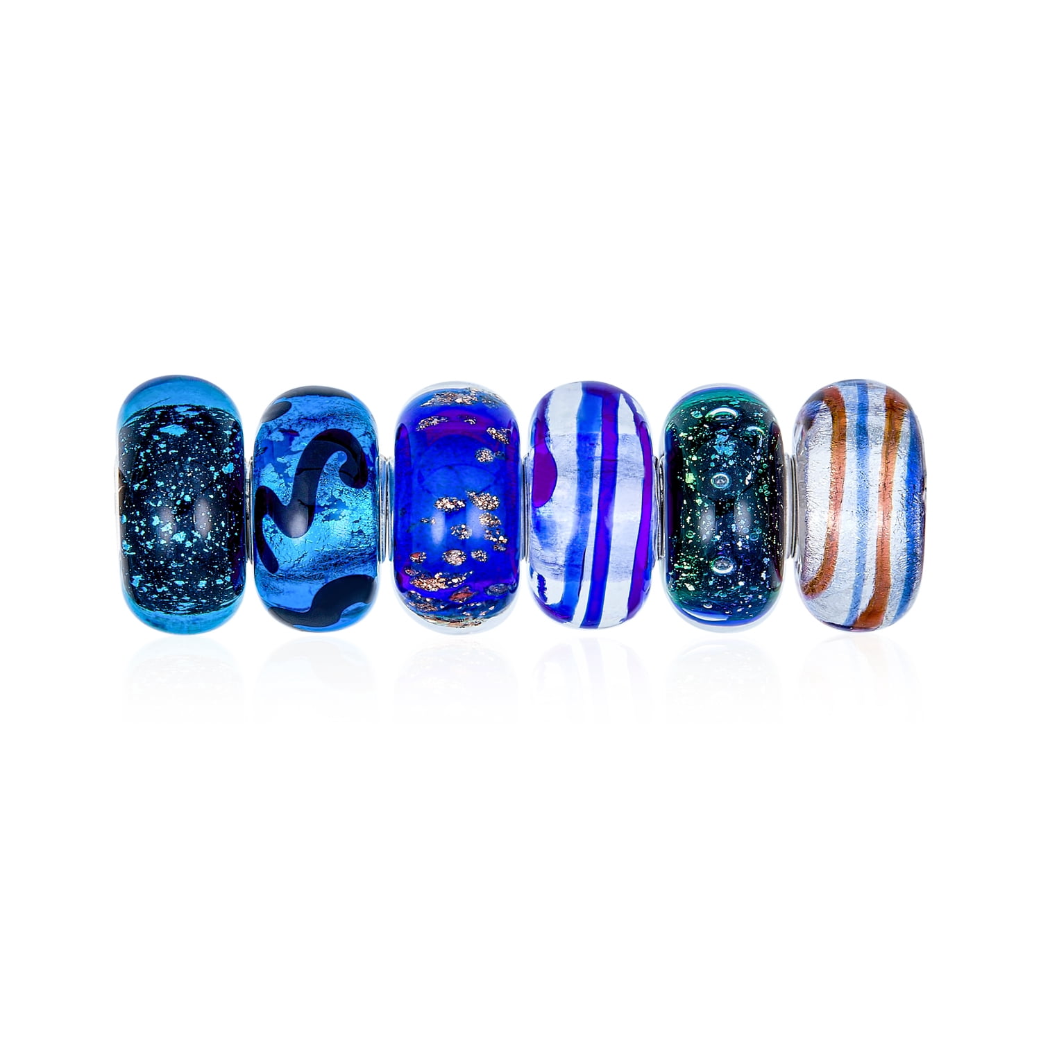 Bling Jewelry Womens Assorted Mixed Set Shades of Blue Murano Glass ...