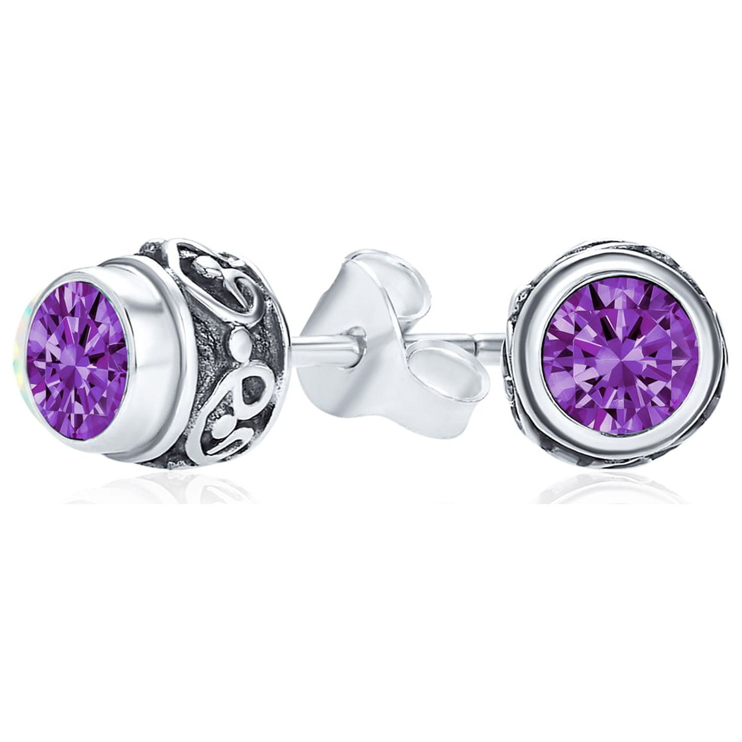 Bling Jewelry Womens Bali Birthstone Gemstone Stud Earrings Oxidized ...