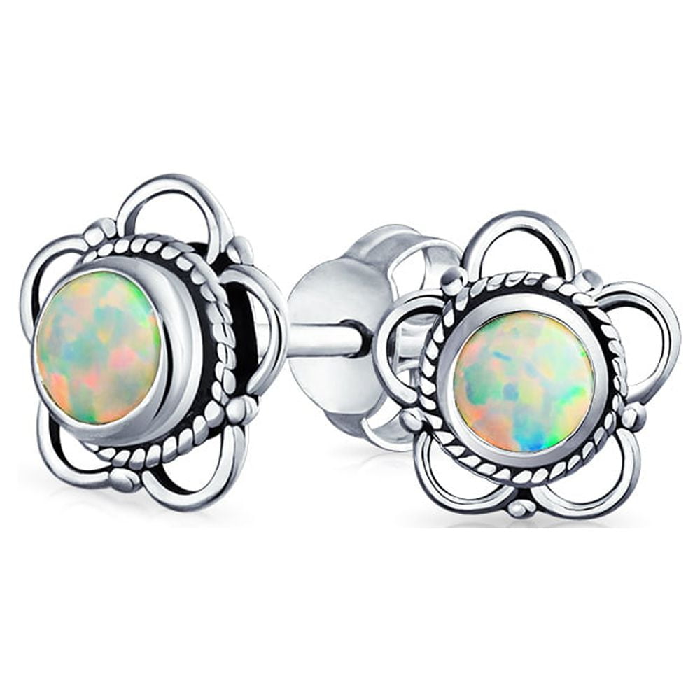 Bling Jewelry Womens Bali Gemstone Birthstone Flower Stud Earrings ...