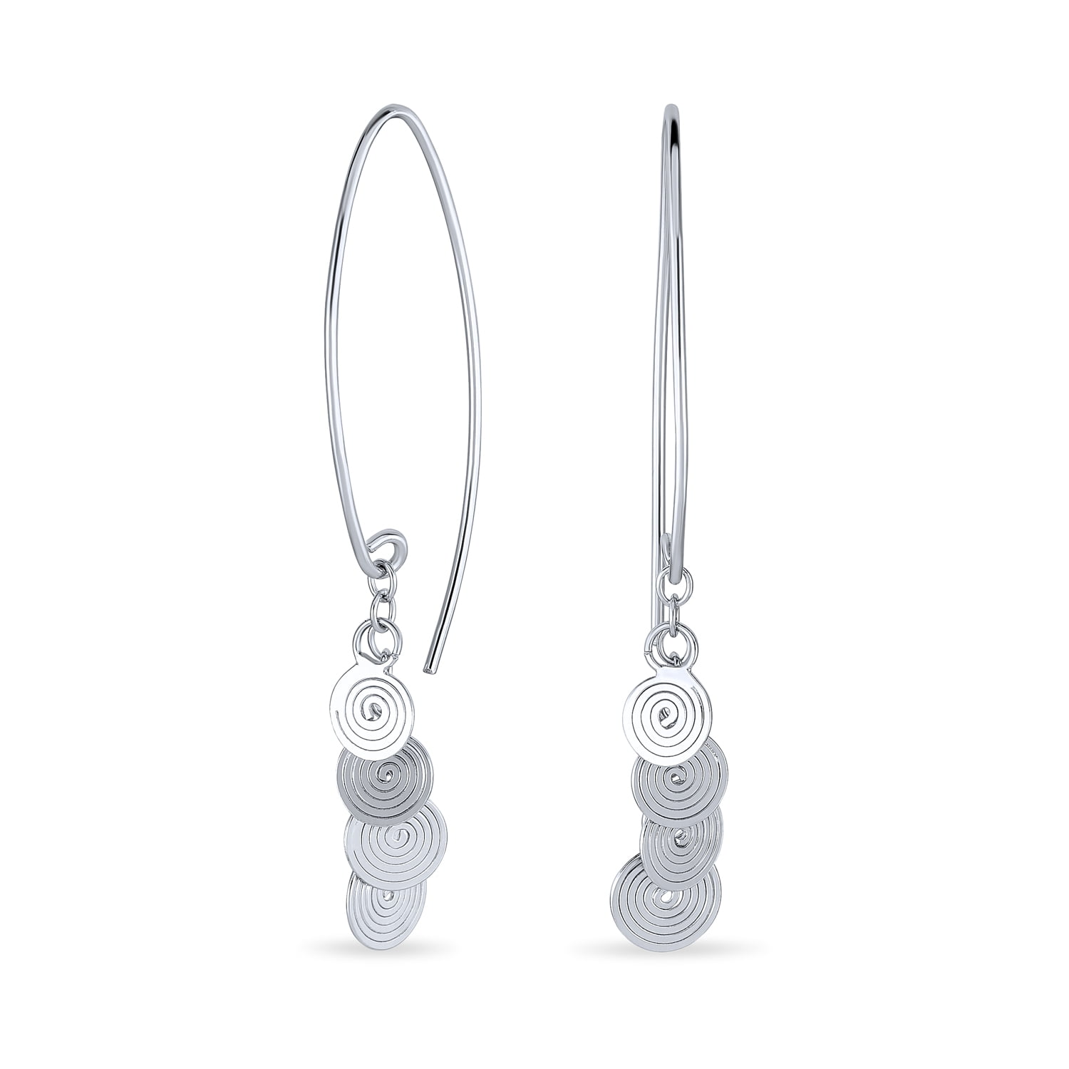 Bling Jewelry Womens Bali Style Dangle Earrings with Swirling Disc ...