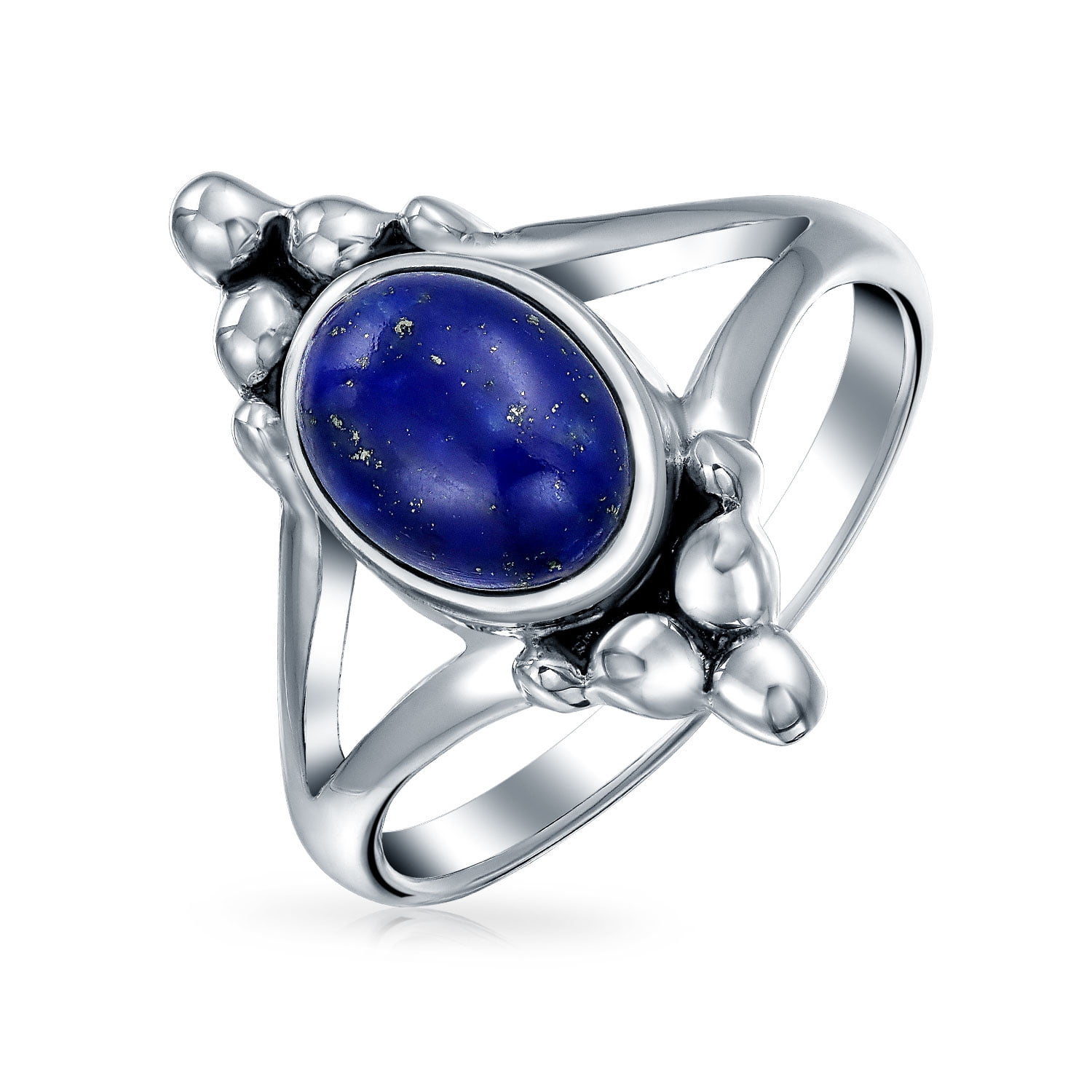 Bling Jewelry Womens Bali Silver Gemstone Ring Lapis Lazuli Split Shank ...