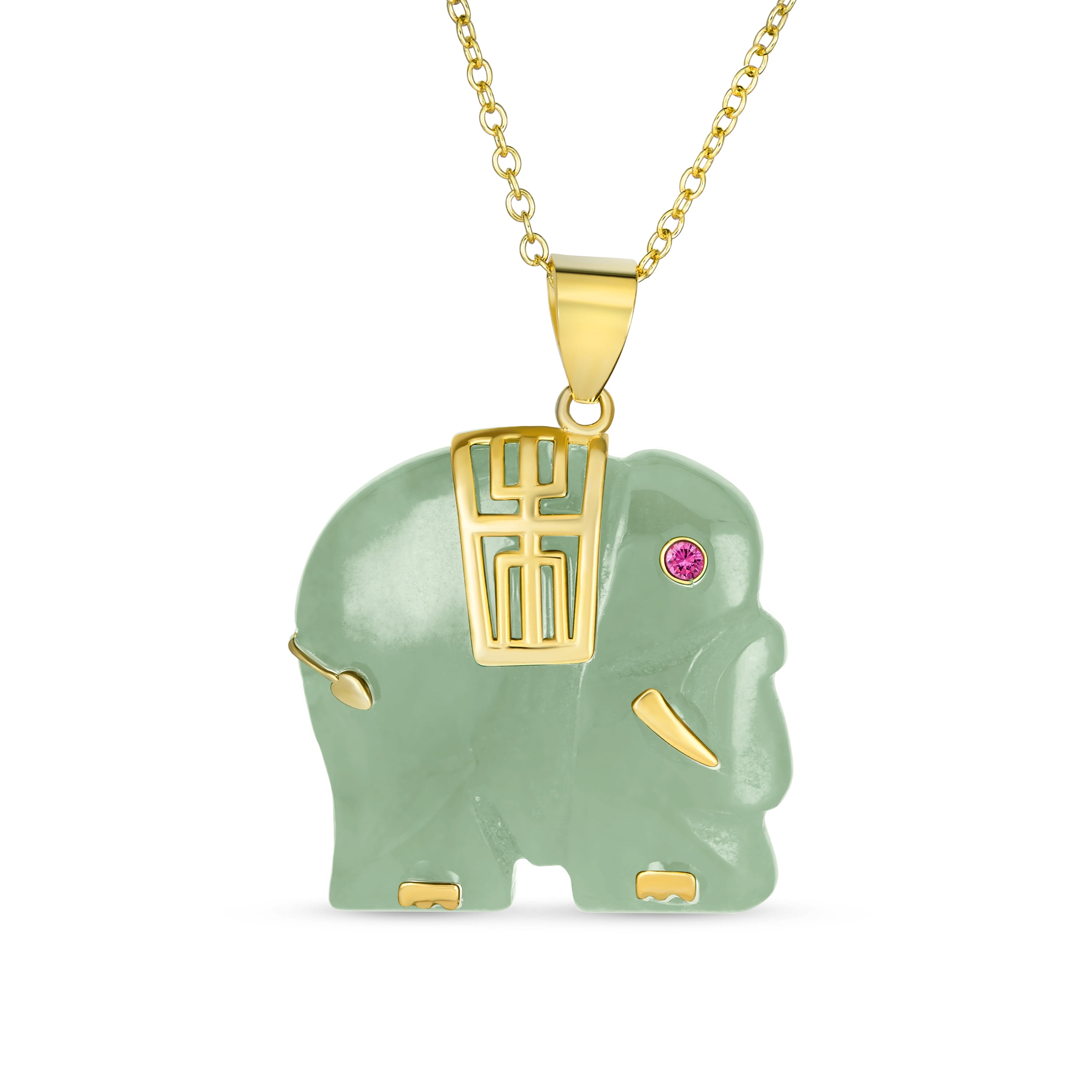 Bling Jewelry Womens Bali Tribal Green Jade Elephant Pendant Necklace ...