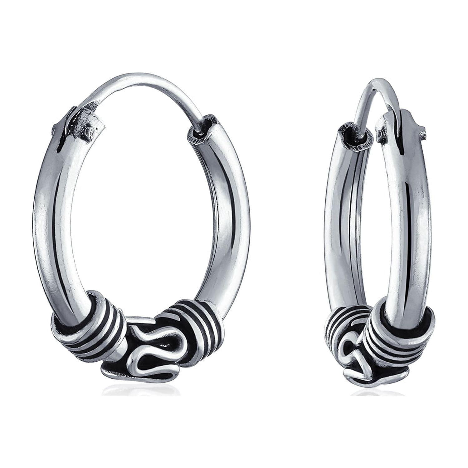 Bling Jewelry Womens Bali Tribal Swirl Hoop Huggie Earrings Oxidized ...