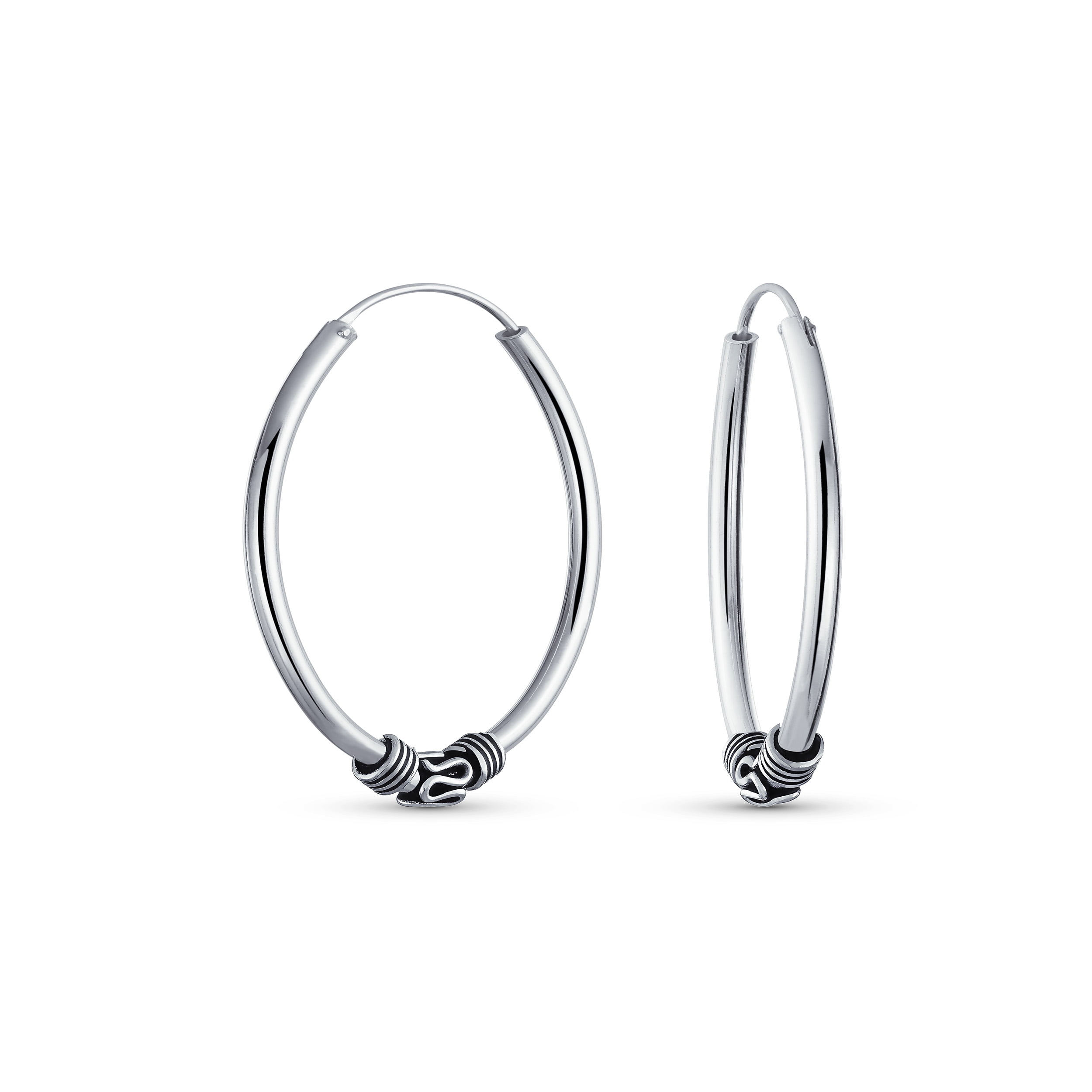 Bling Jewelry Womens Bali Tribal Swirl Hoop Huggie Earrings Oxidized ...