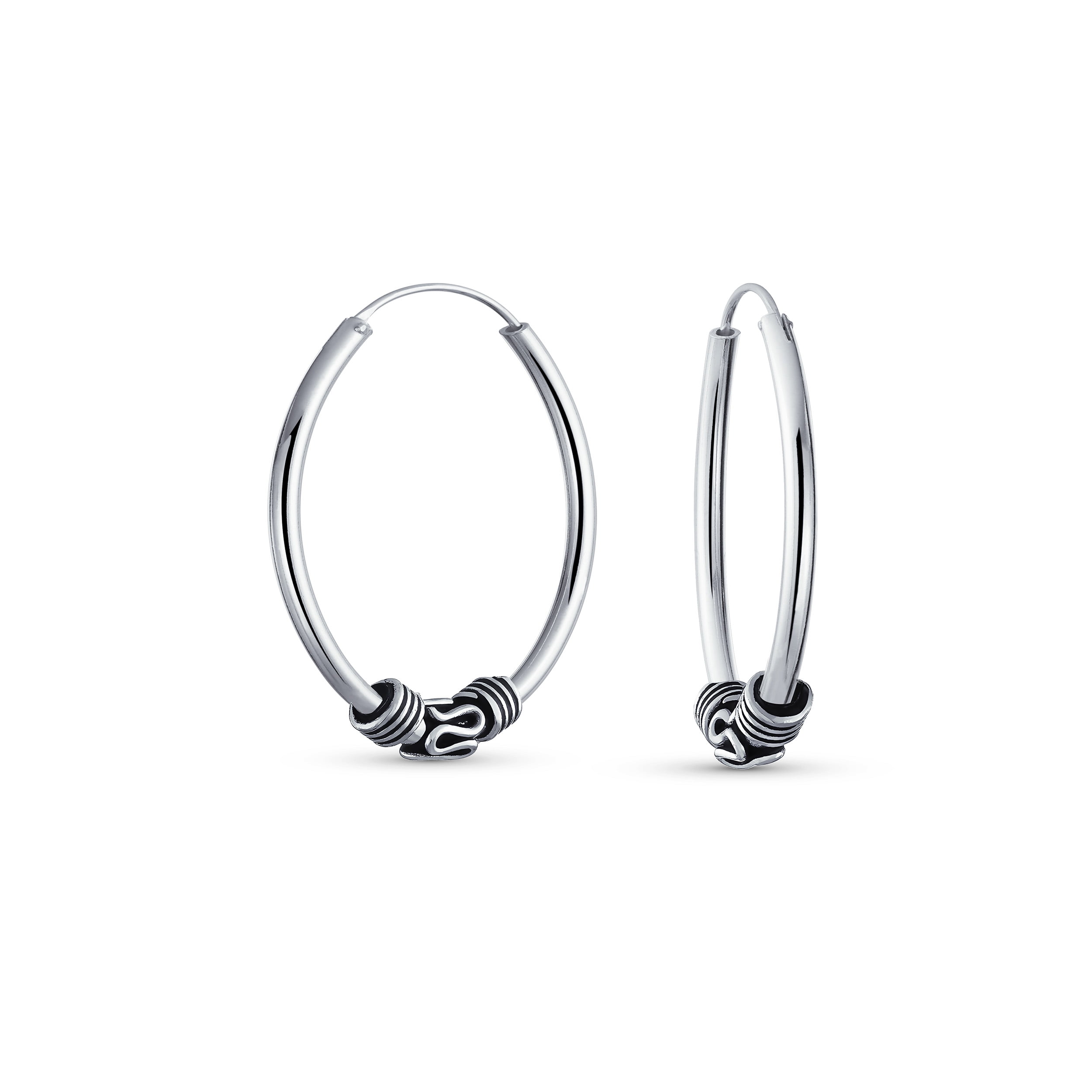Bling Jewelry Womens Bali Tribal Swirl Hoop Huggie Earrings Oxidized ...