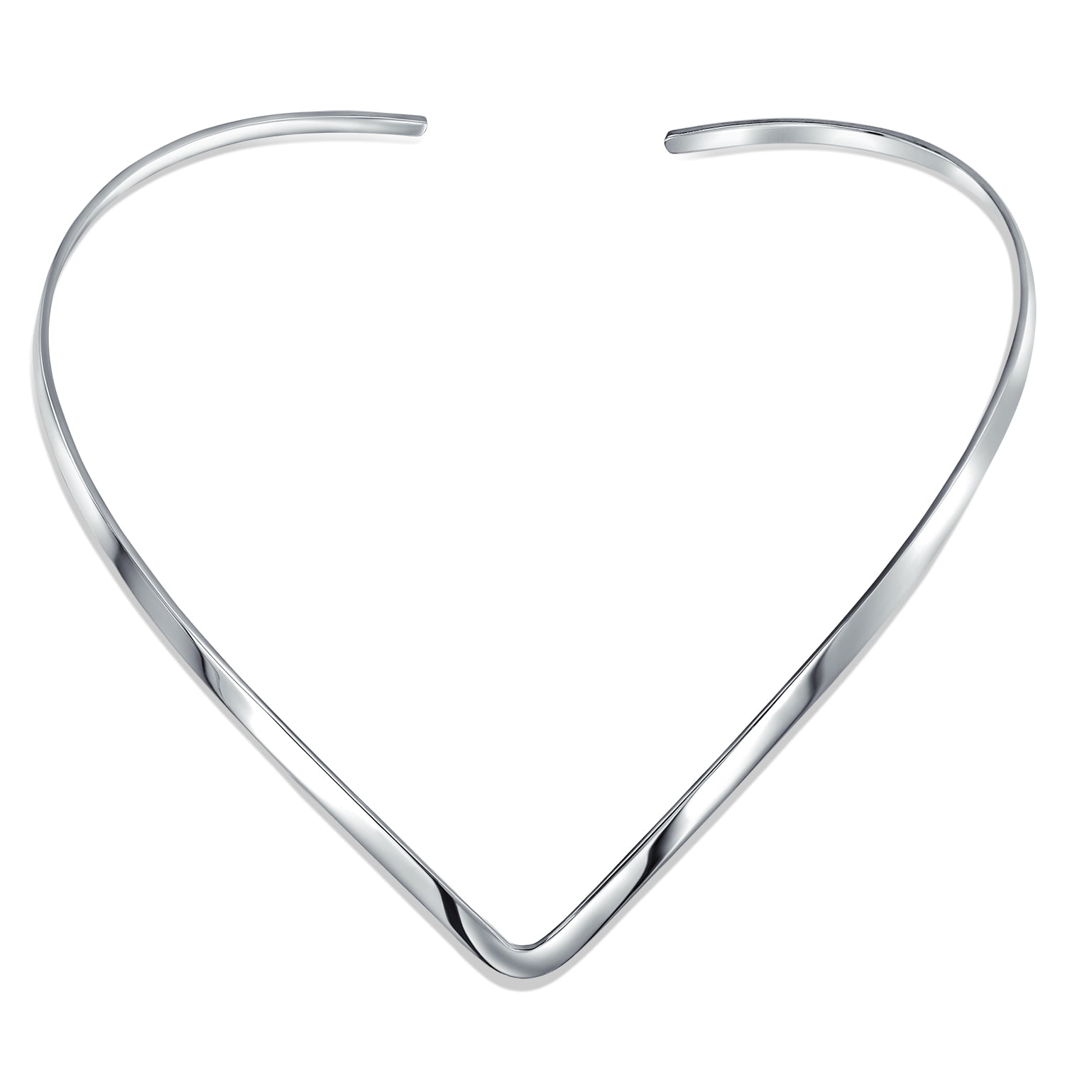 Bling Jewelry Womens Basic V Shape Slider Choker Necklace Sterling Silver Add Pendant 2-3MM ...