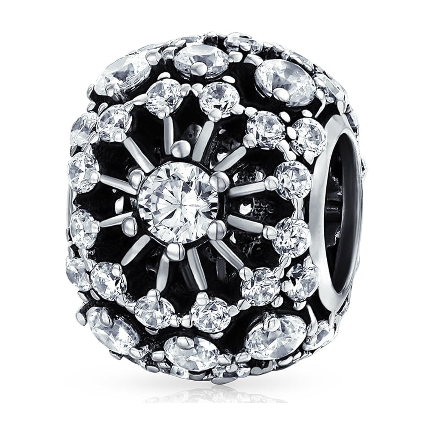 Bling Jewelry Womens Black White Crystal Bead Charm Filigree Spacer ...