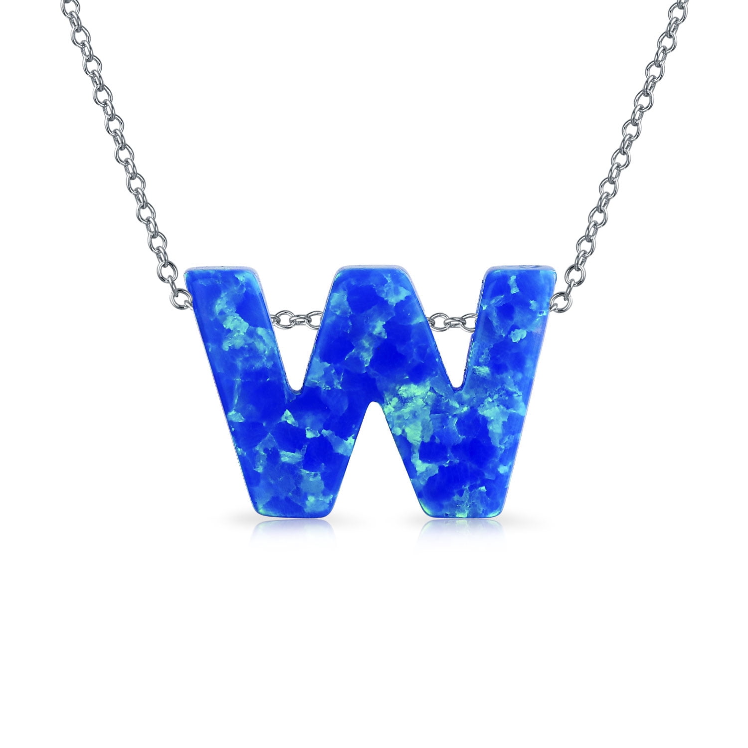 Bling Jewelry Womens Blue Celestial Crescent Opal Pendant Necklace A-Z ...