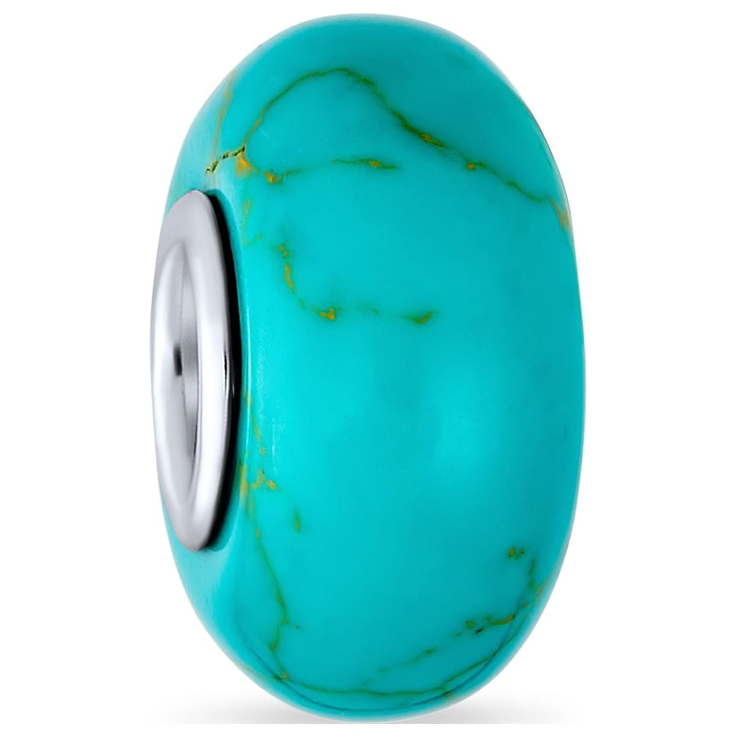 Bling Jewelry Womens Blue Green Turquoise Gemstone Charm Bead Sterling ...