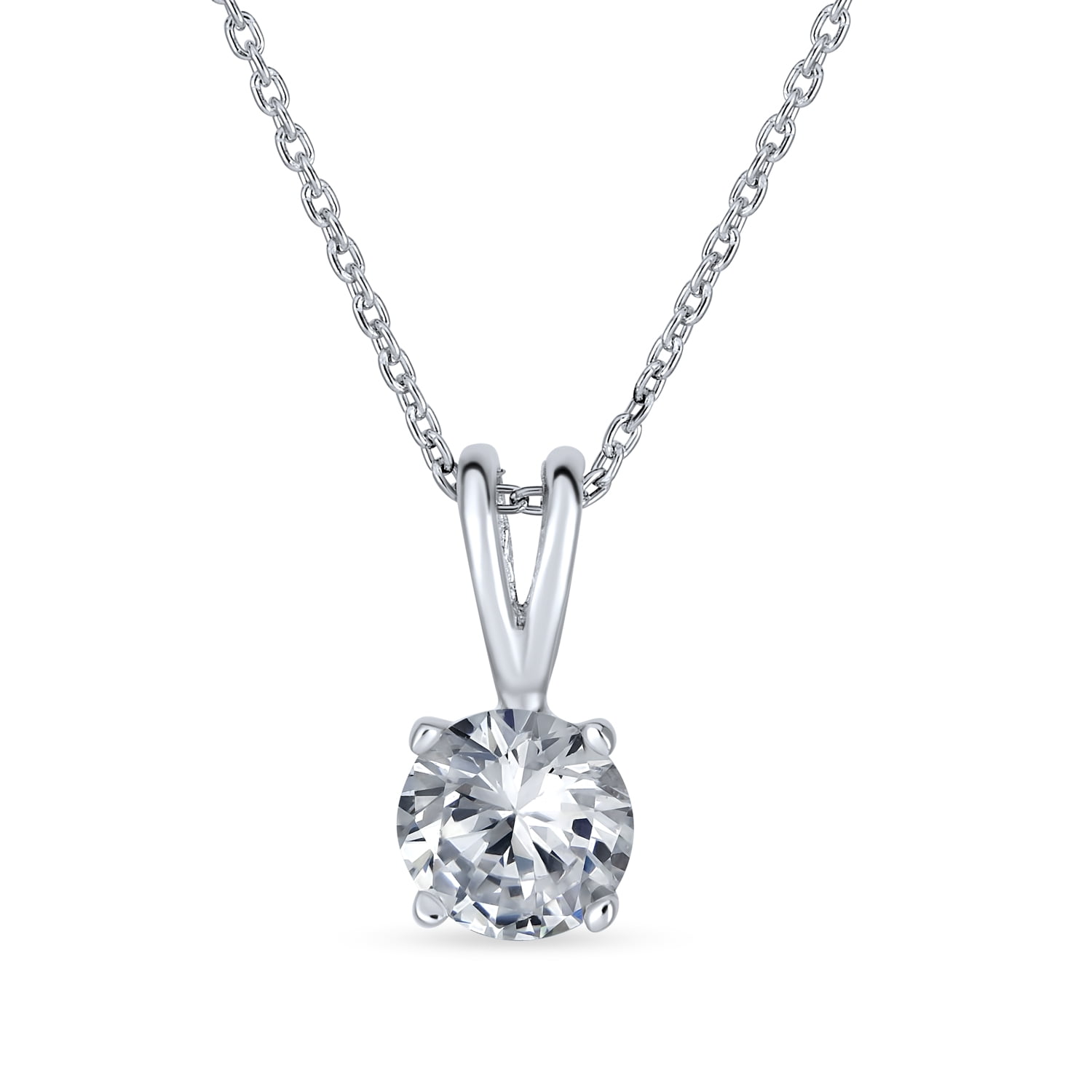 Bling Jewelry Womens Bridal 1.5CTW CZ Solitaire Round Pendant Necklace ...