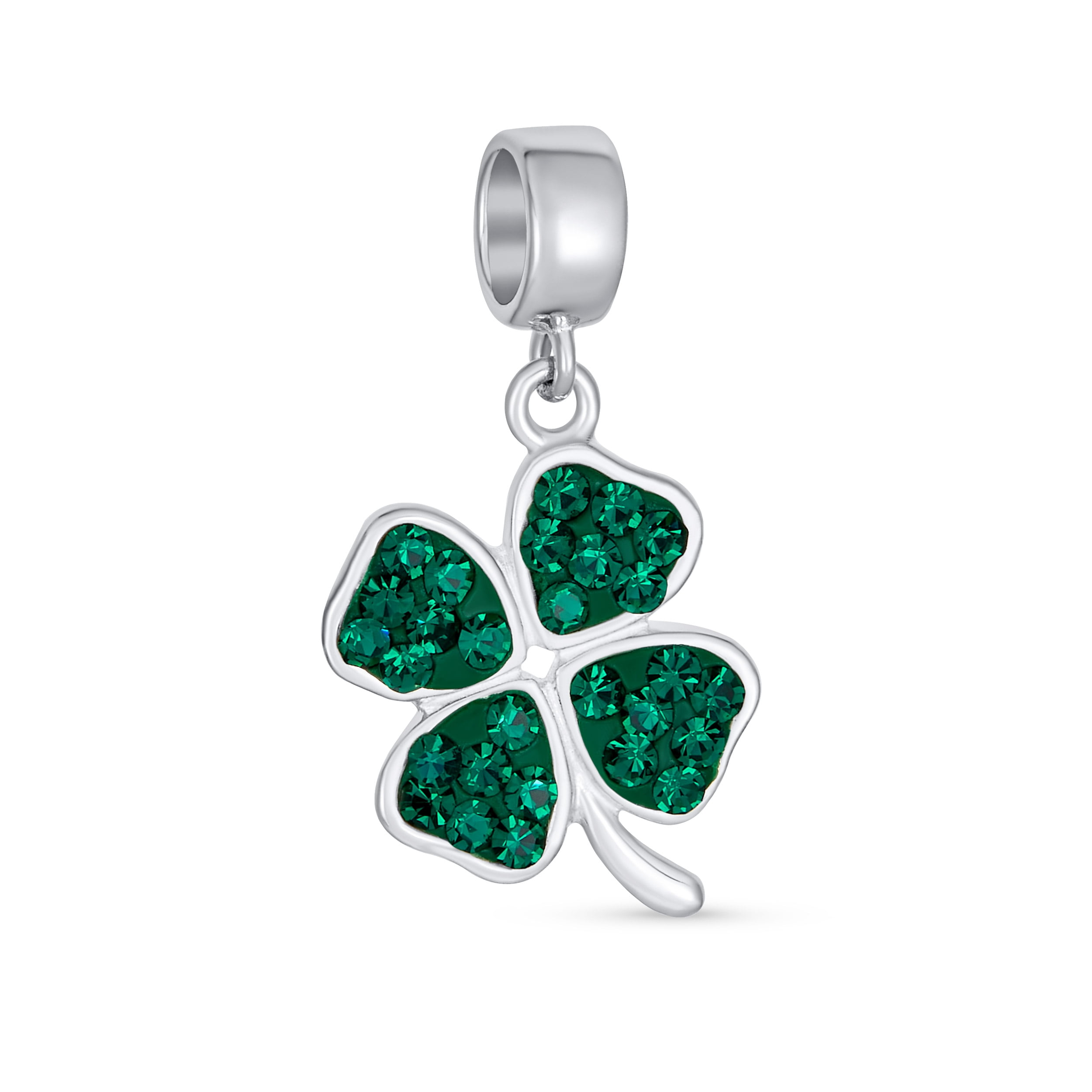 Bling Jewelry Womens Celtic Shamrock Green Crystal Clover Dangle Charm ...