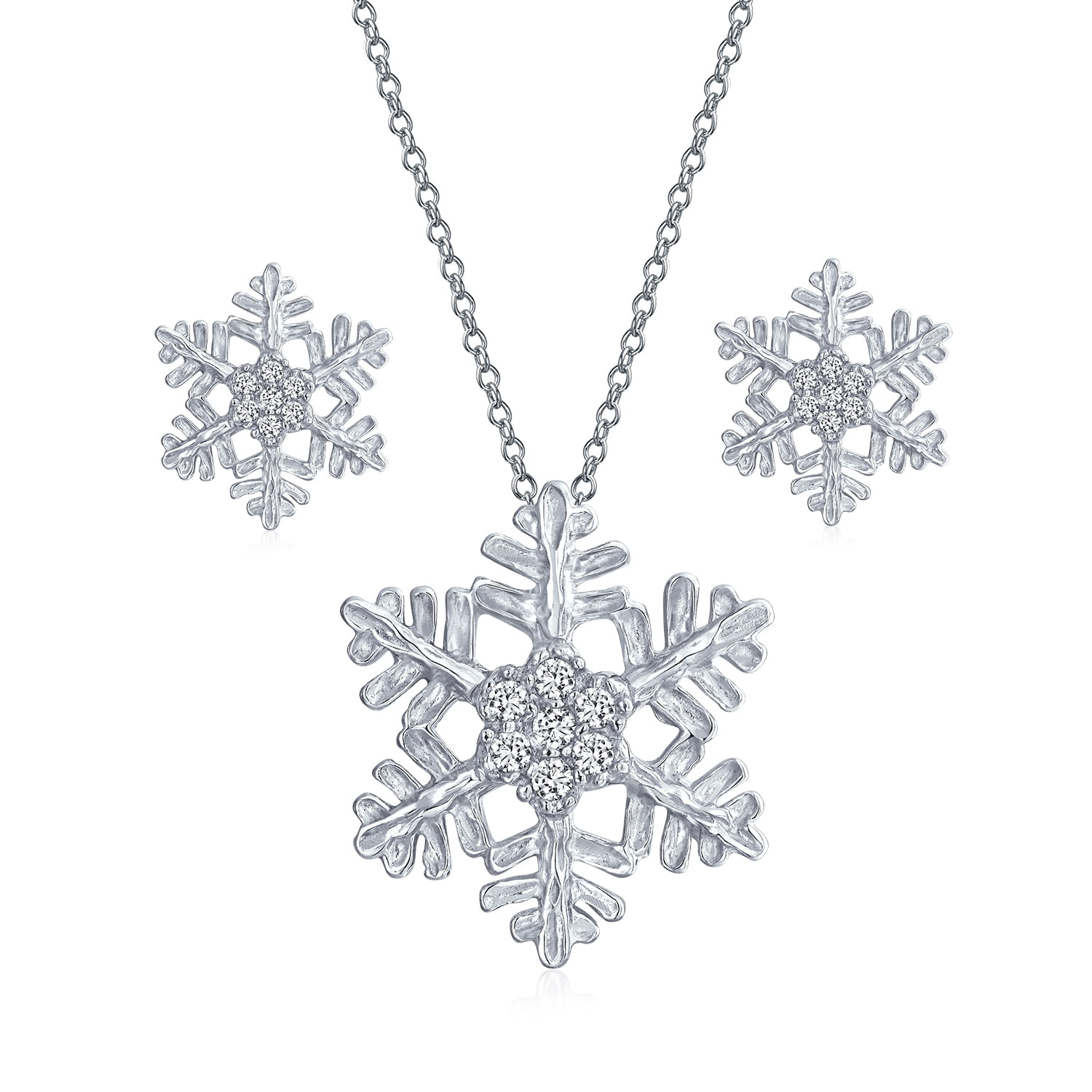 Bling Jewelry Womens Holiday Party Snowflake Pendant Necklace ...