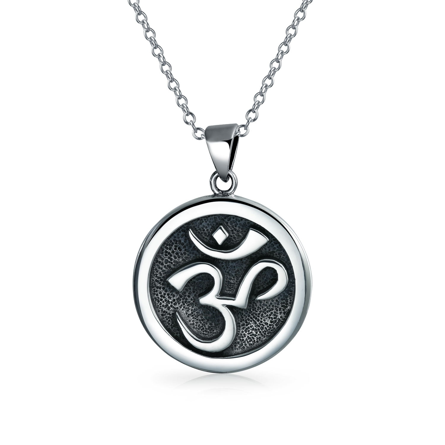 Bling Jewelry Womens Circle Disc Aum Om Ohm Pendant Necklace Yoga ...