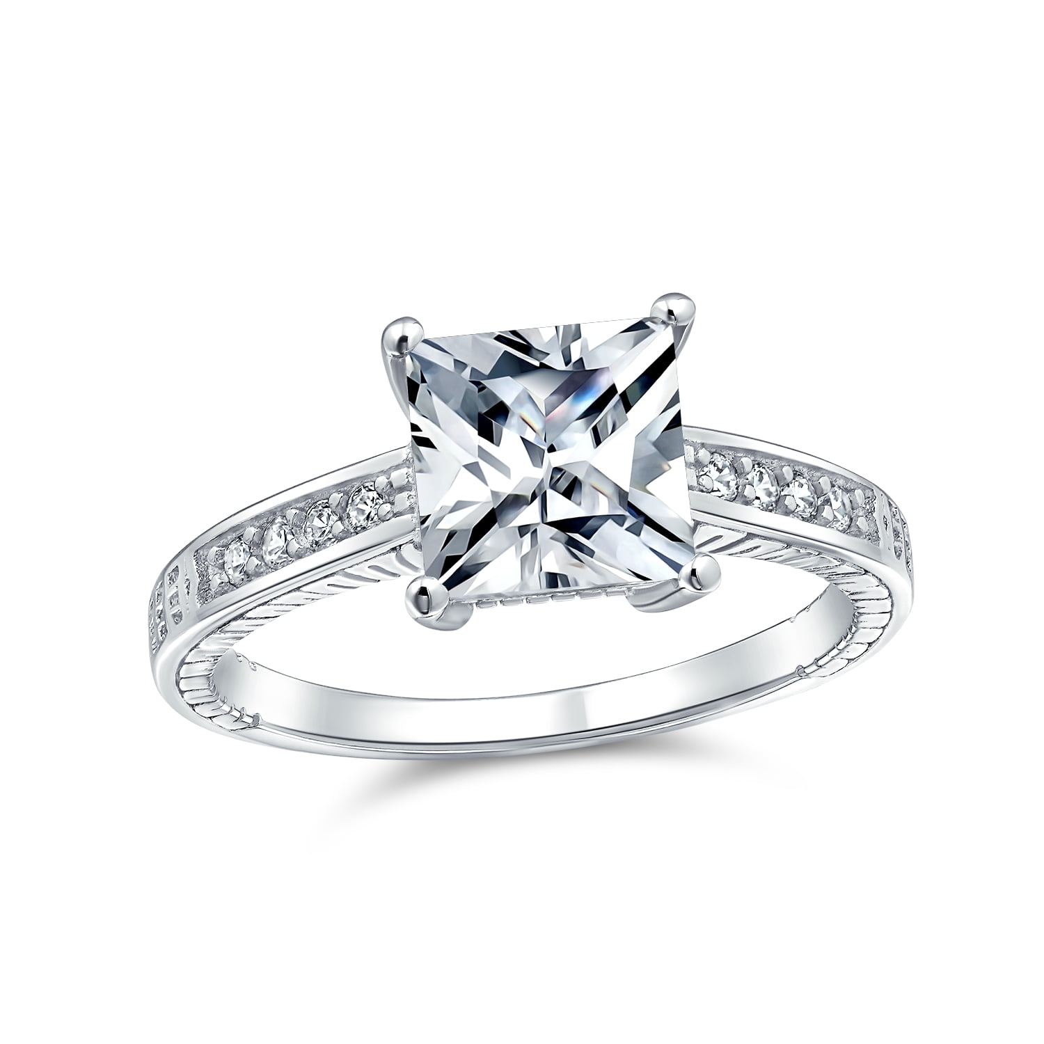 Bling Jewelry Womens Classic CZ Princess Cut Solitaire Engagement Ring ...