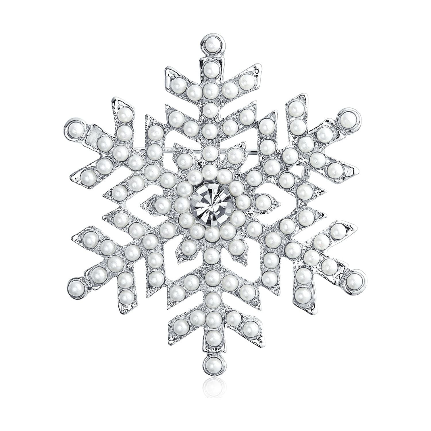 Bling Jewelry Womens Classic Christmas Brooche Pin White Pearl Crystal ...
