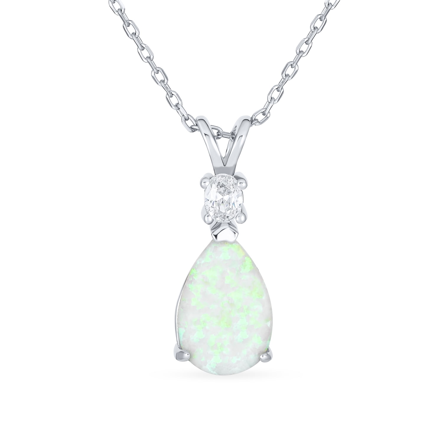 Bling Jewelry .925 Silver Rhodium Plated 5CT Solitaire Teardrop Opal ...