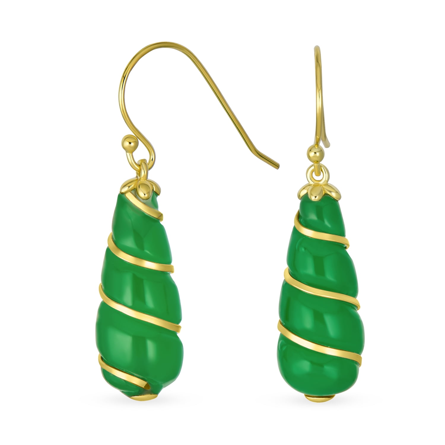 Bling Jewelry Womens Classic Green Jade Teardrop Twisting Swirl Dangle ...
